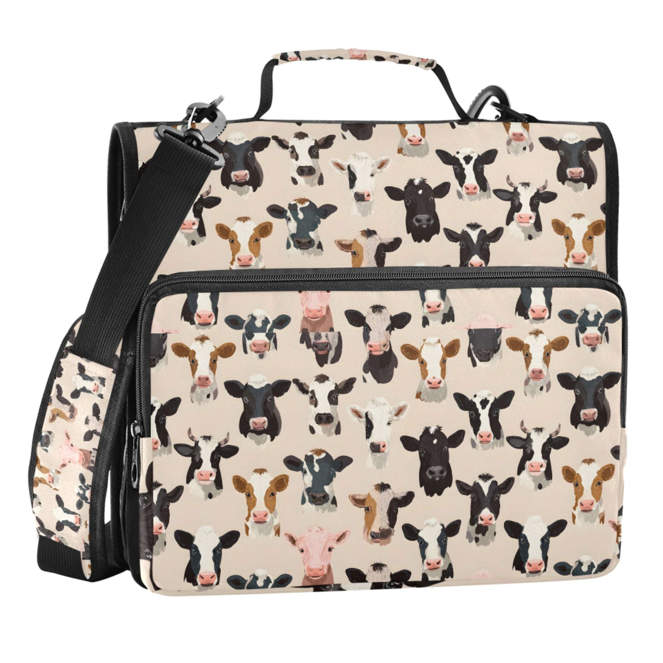 Zipper Binder Cute Cow 1.5 Inch Binder Folder Bag with Shoulder Strap ...