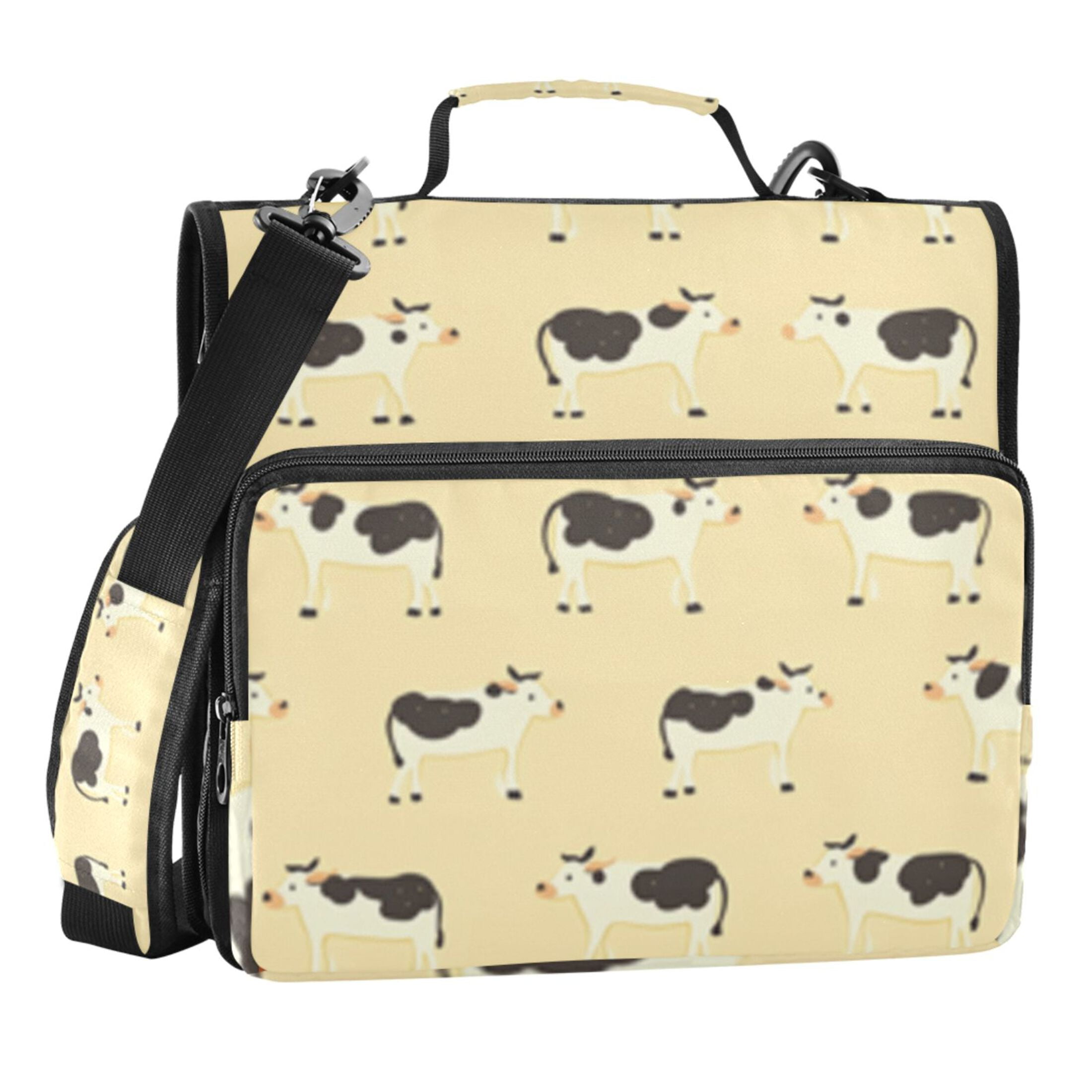 Zipper Binder Cute Cow on Beige 1.5 Inch Binder Folder Bag with ...