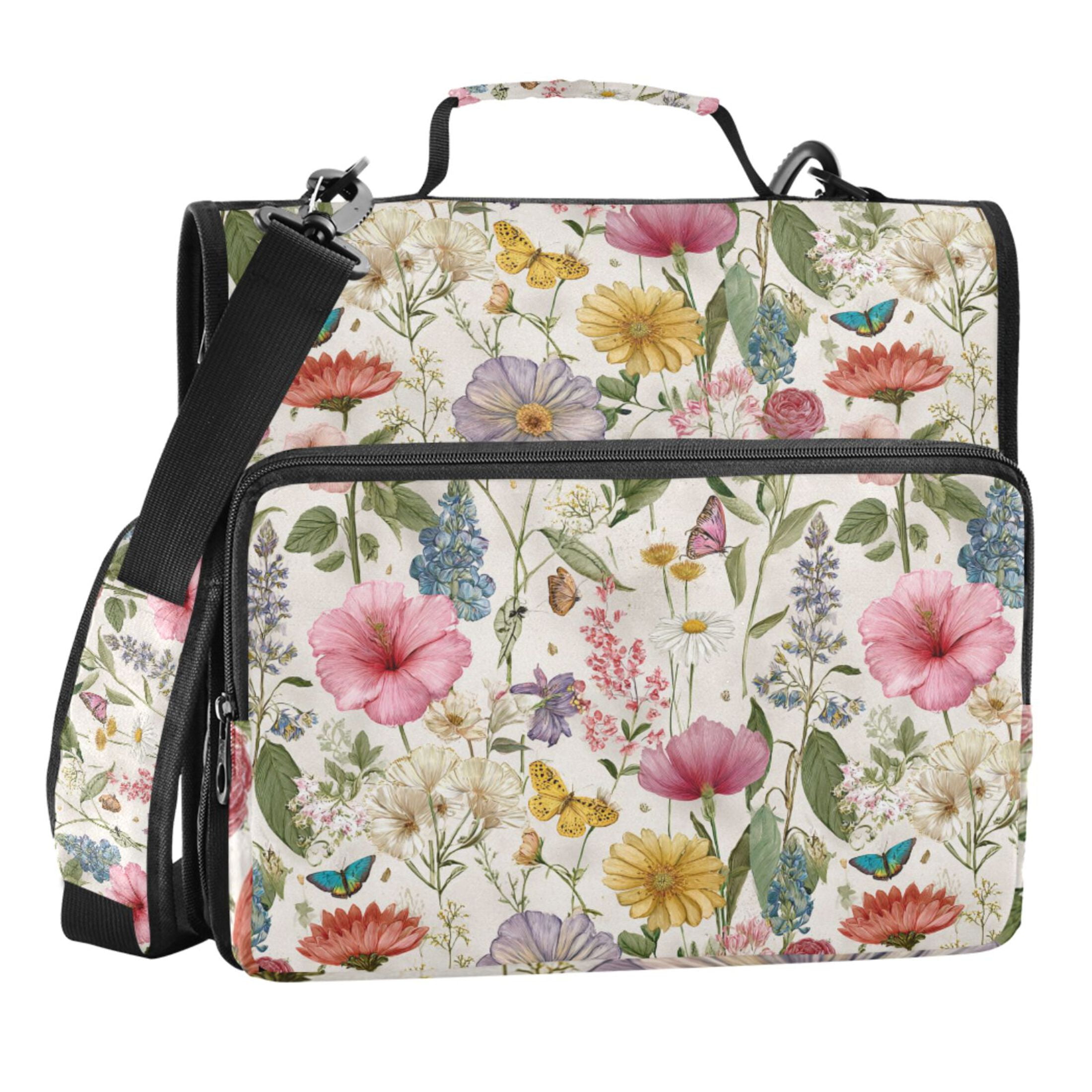 Zipper Binder Delicate Flowers and Butterflies 1.5 Inch Binder Folder ...