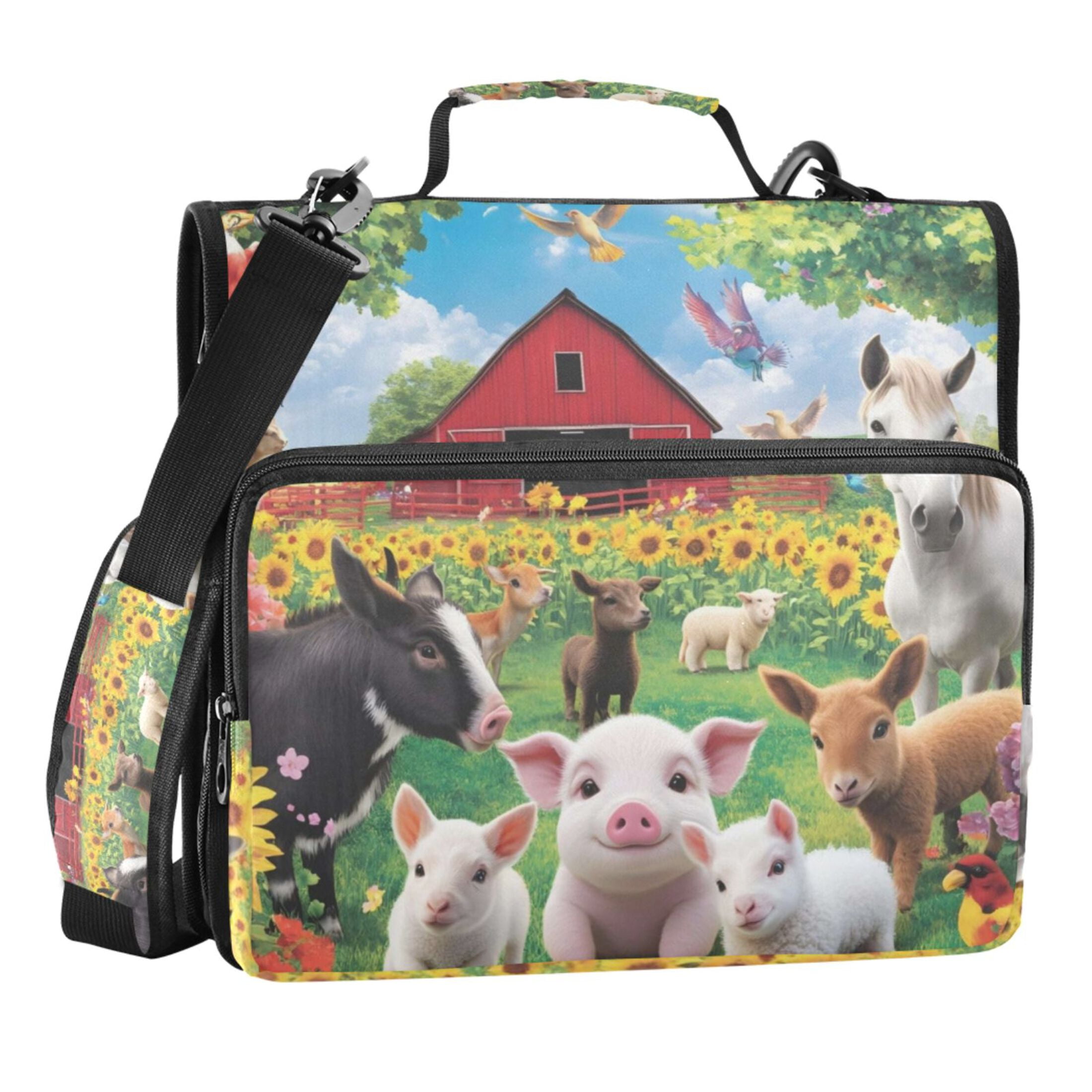 Zipper Binder Farmhouse Farm Animals Garden 1.5 Inch Binder Folder Bag ...