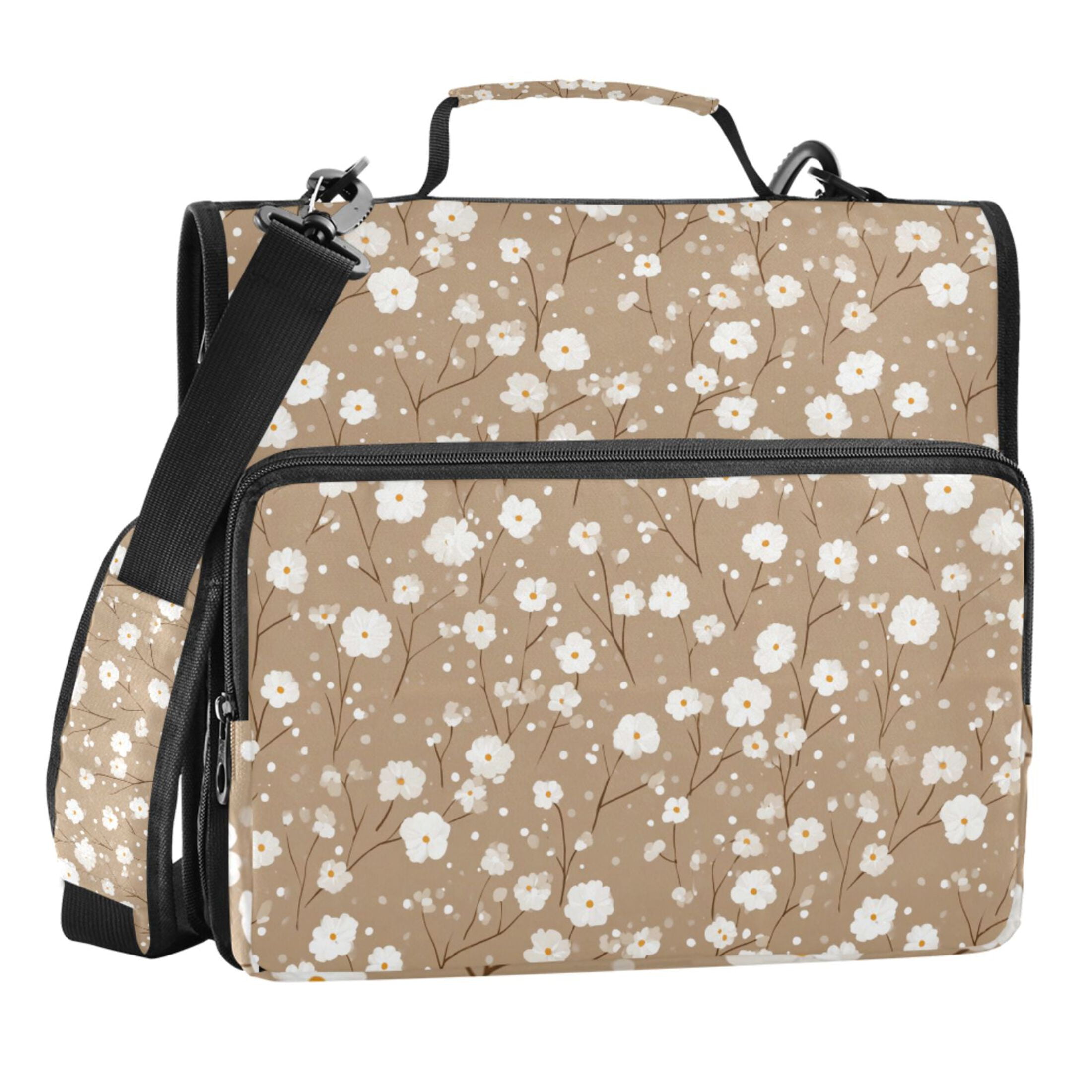 Zipper Binder Flowers and White Spots 1.5 Inch Binder Folder Bag with ...