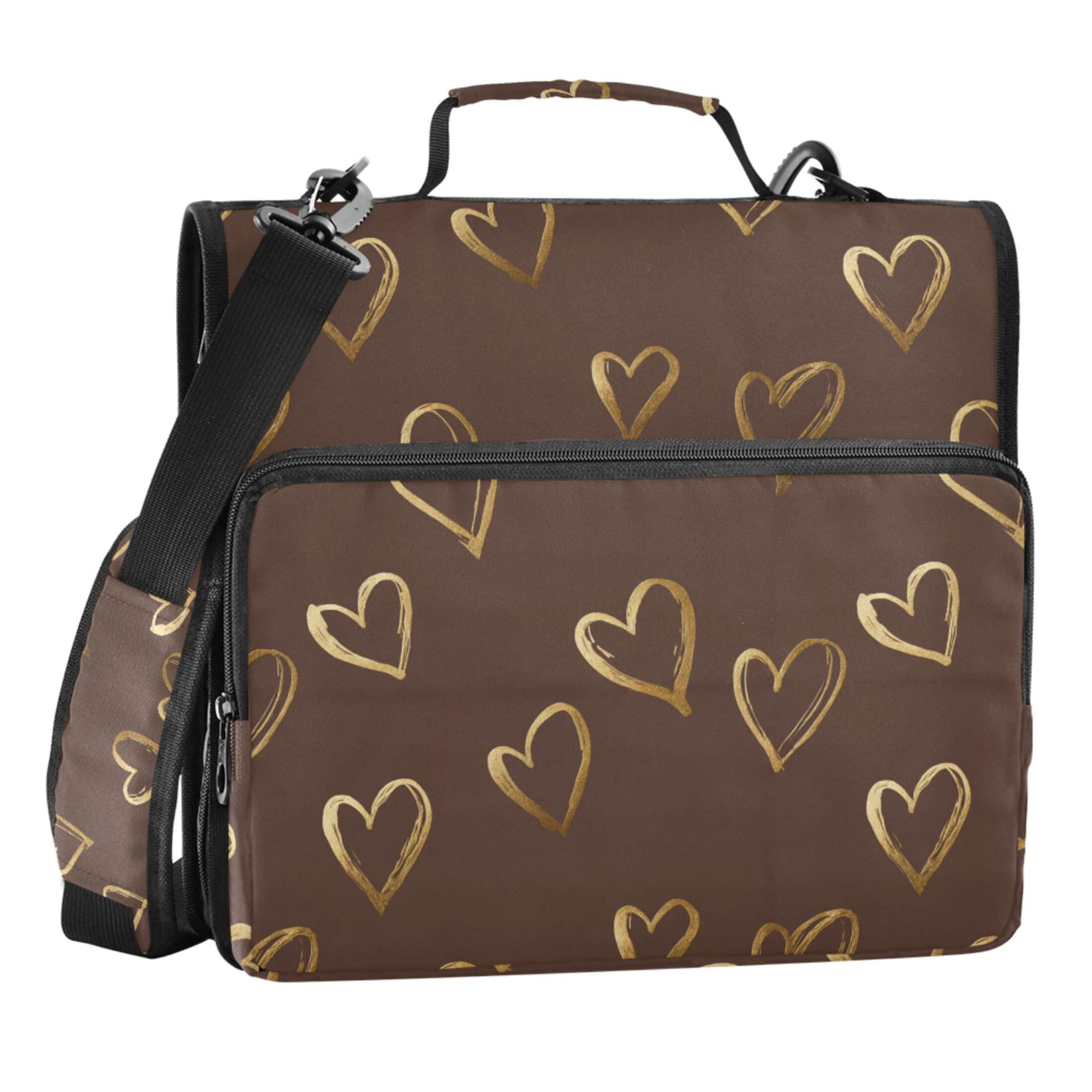 Zipper Binder Gold Stars 1.5 Inch Binder Folder Bag with Shoulder Strap ...