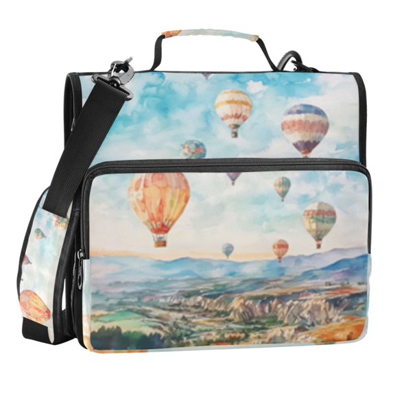 Zipper Binder Hot Air Balloon Watercolor 1.5 Inch Binder Folder Bag ...