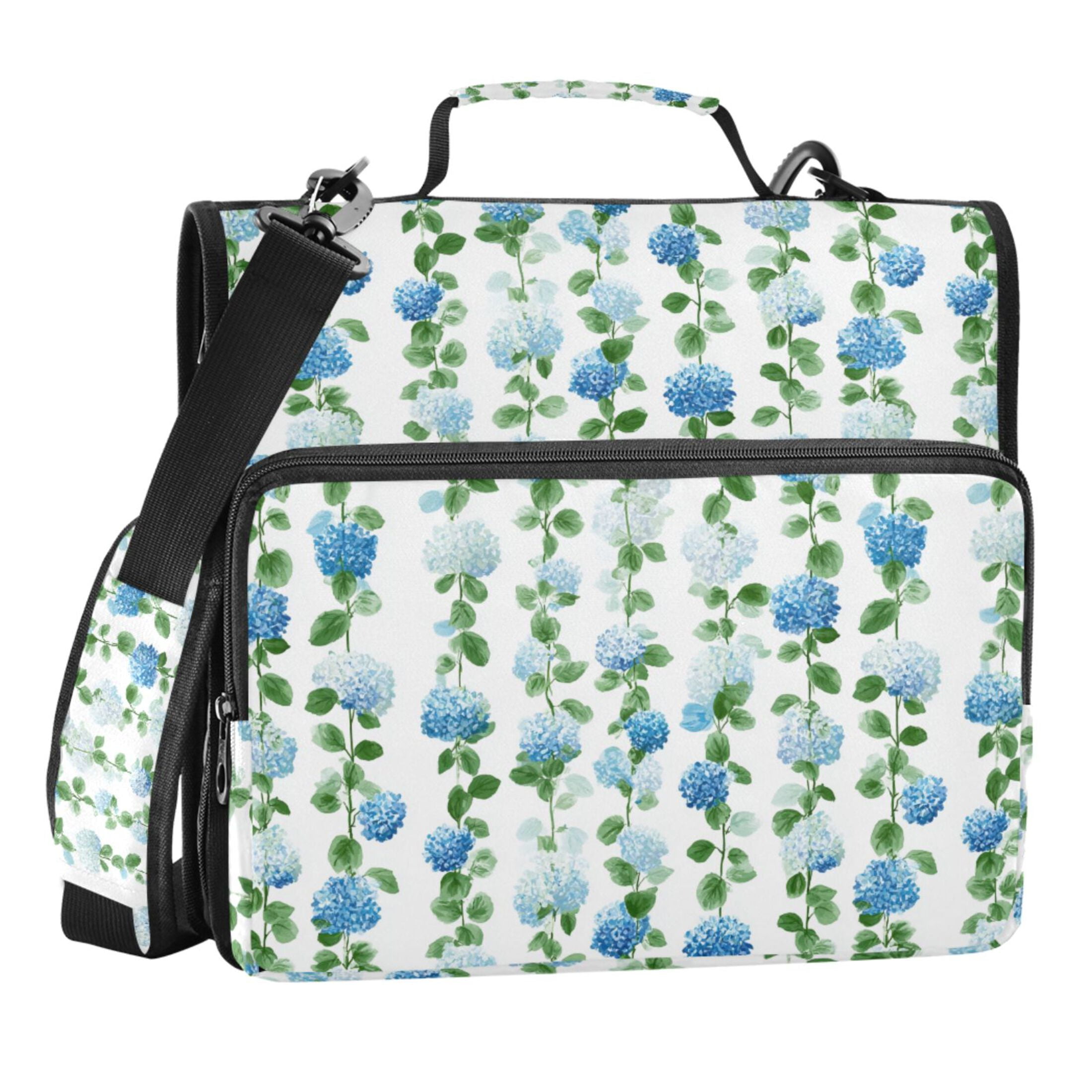 Zipper Binder Hydrangea Vines 1.5 Inch Binder Folder Bag with Shoulder ...