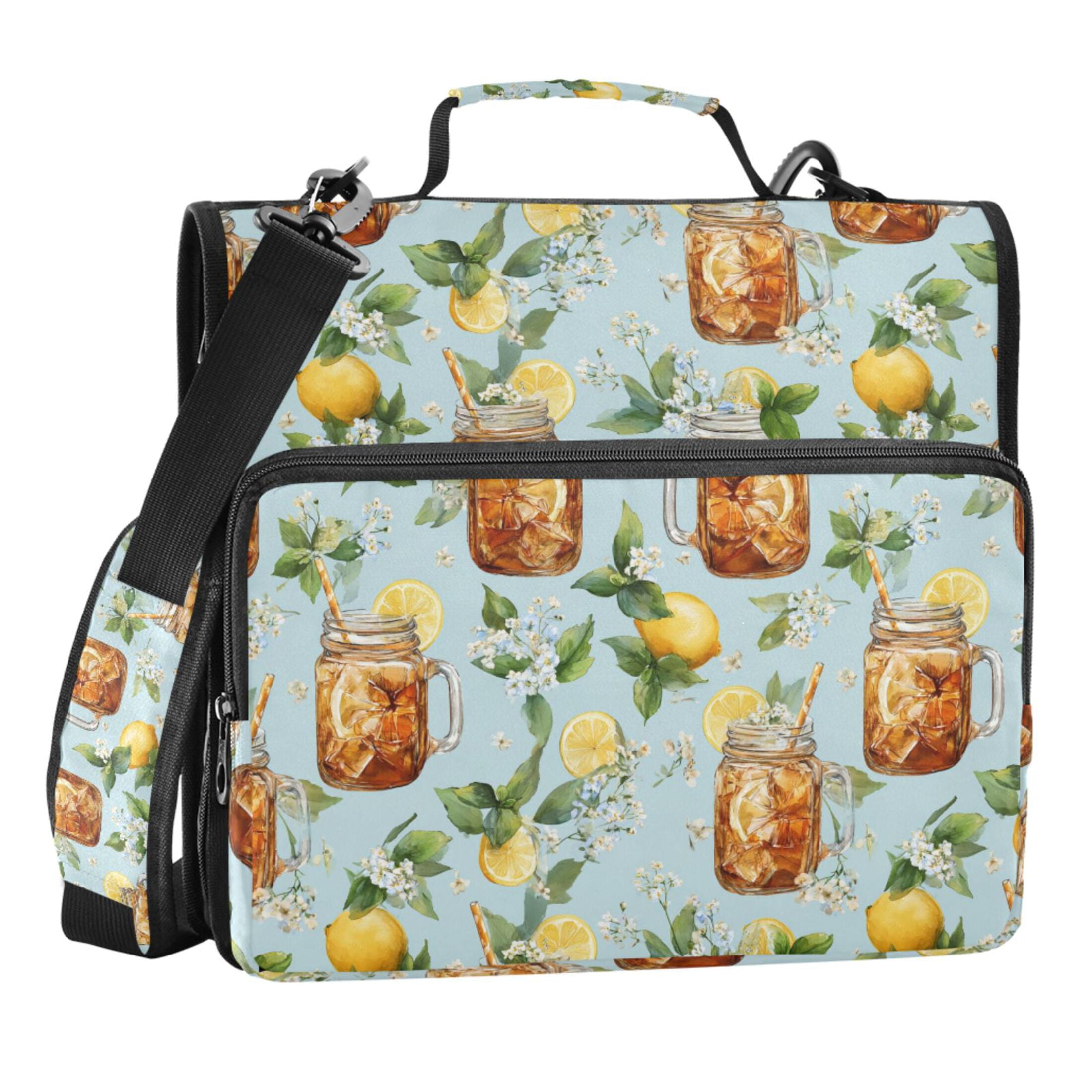 Zipper Binder Lemon and Bottle 1.5 Inch Binder Folder Bag with Shoulder ...