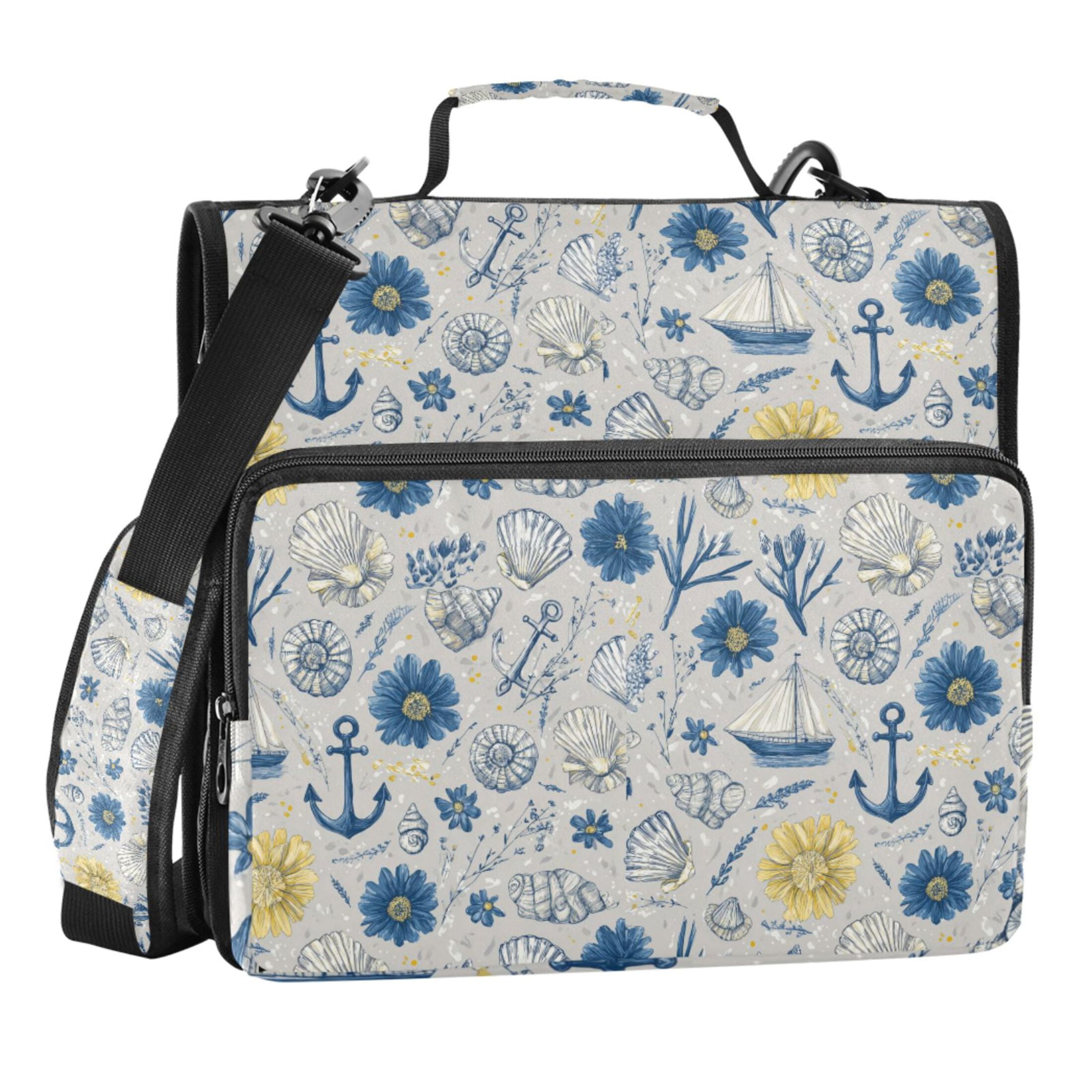 Zipper Binder Ocean Theme 1.5 Inch Binder Folder Bag with Shoulder ...