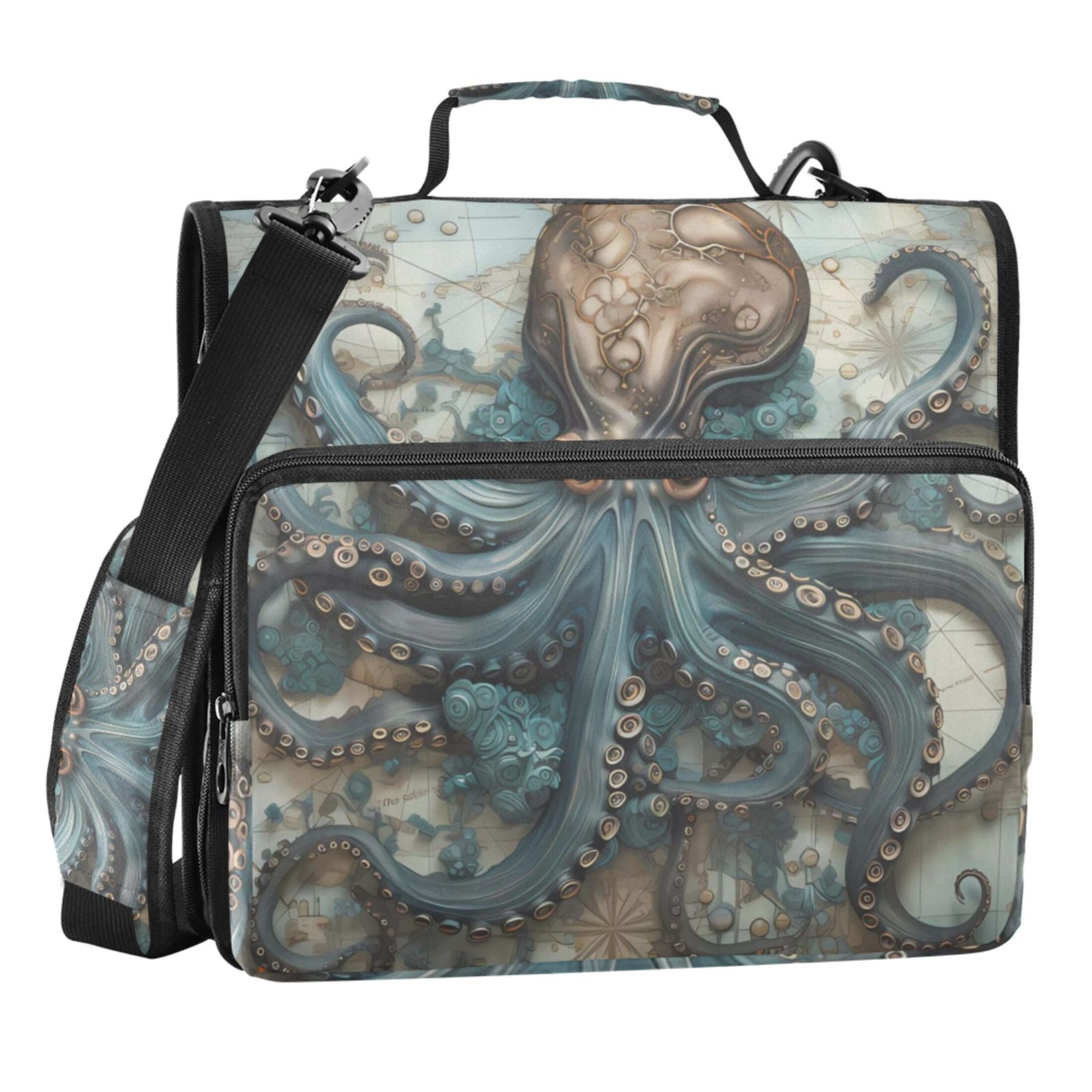 Zipper Binder Octopus Map 1.5 Inch Binder Folder Bag with Shoulder ...