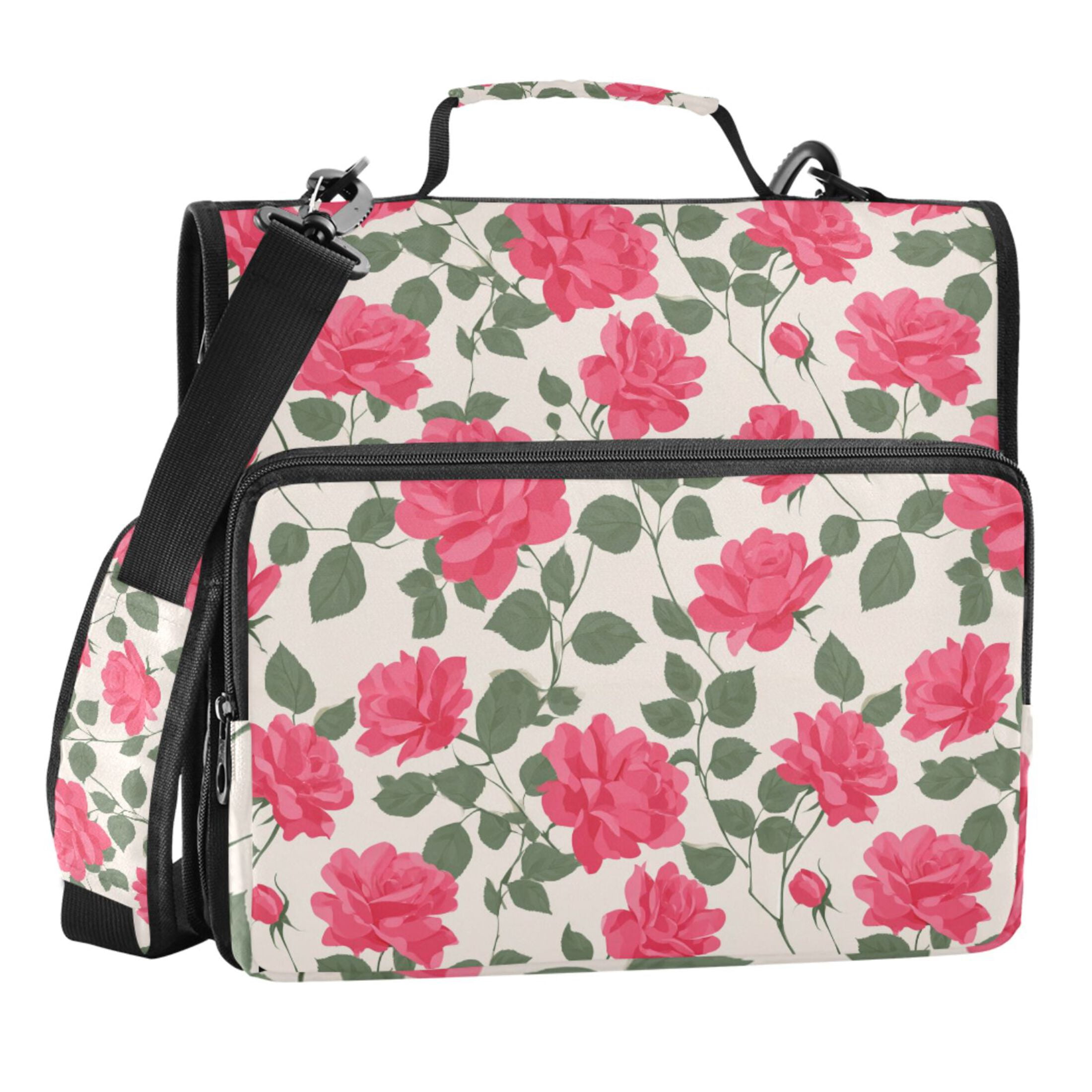 Zipper Binder Playful Rose 1.5 Inch Binder Folder Bag with Shoulder ...