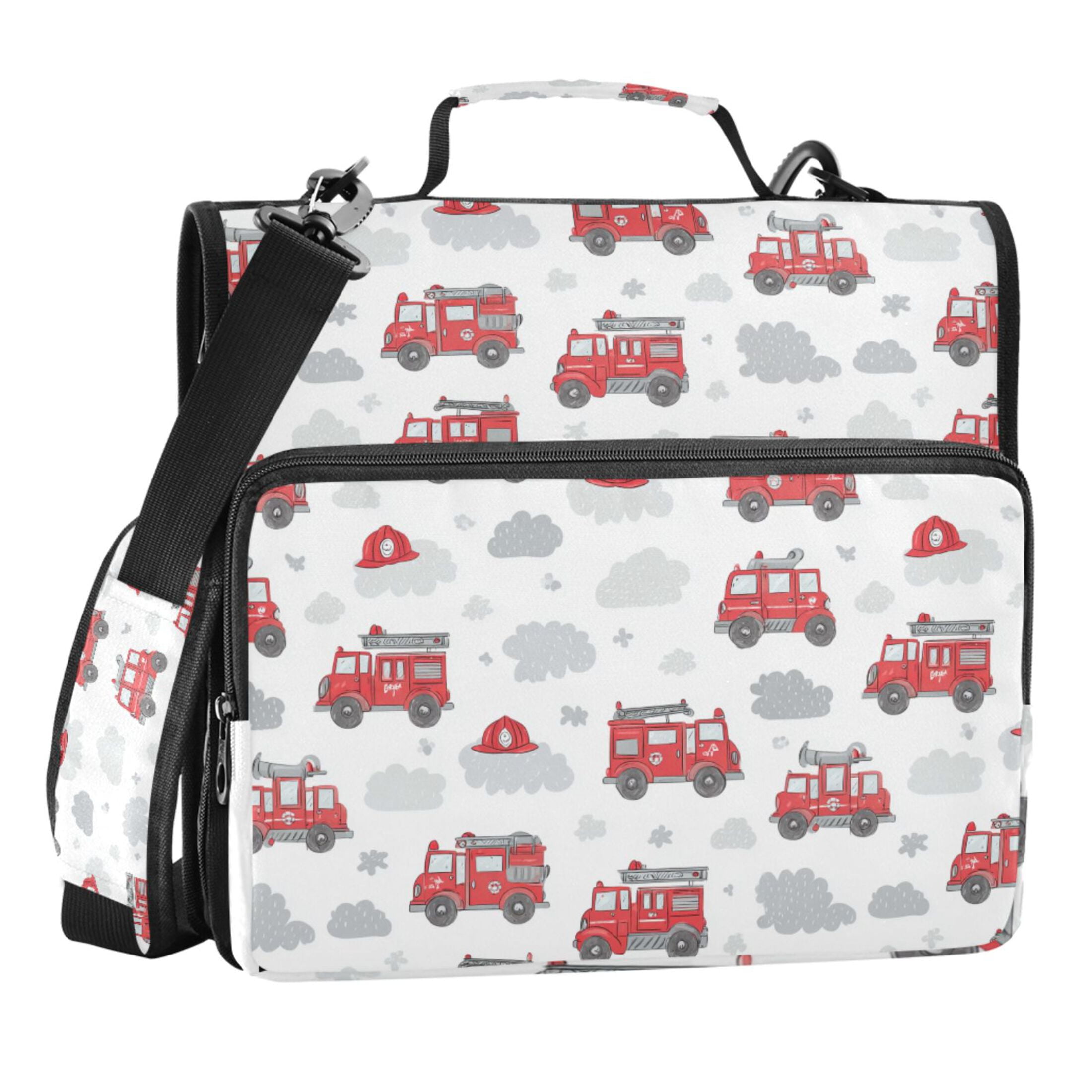 Zipper Binder Red Fire Truck 1.5 Inch Binder Folder Bag with Shoulder ...