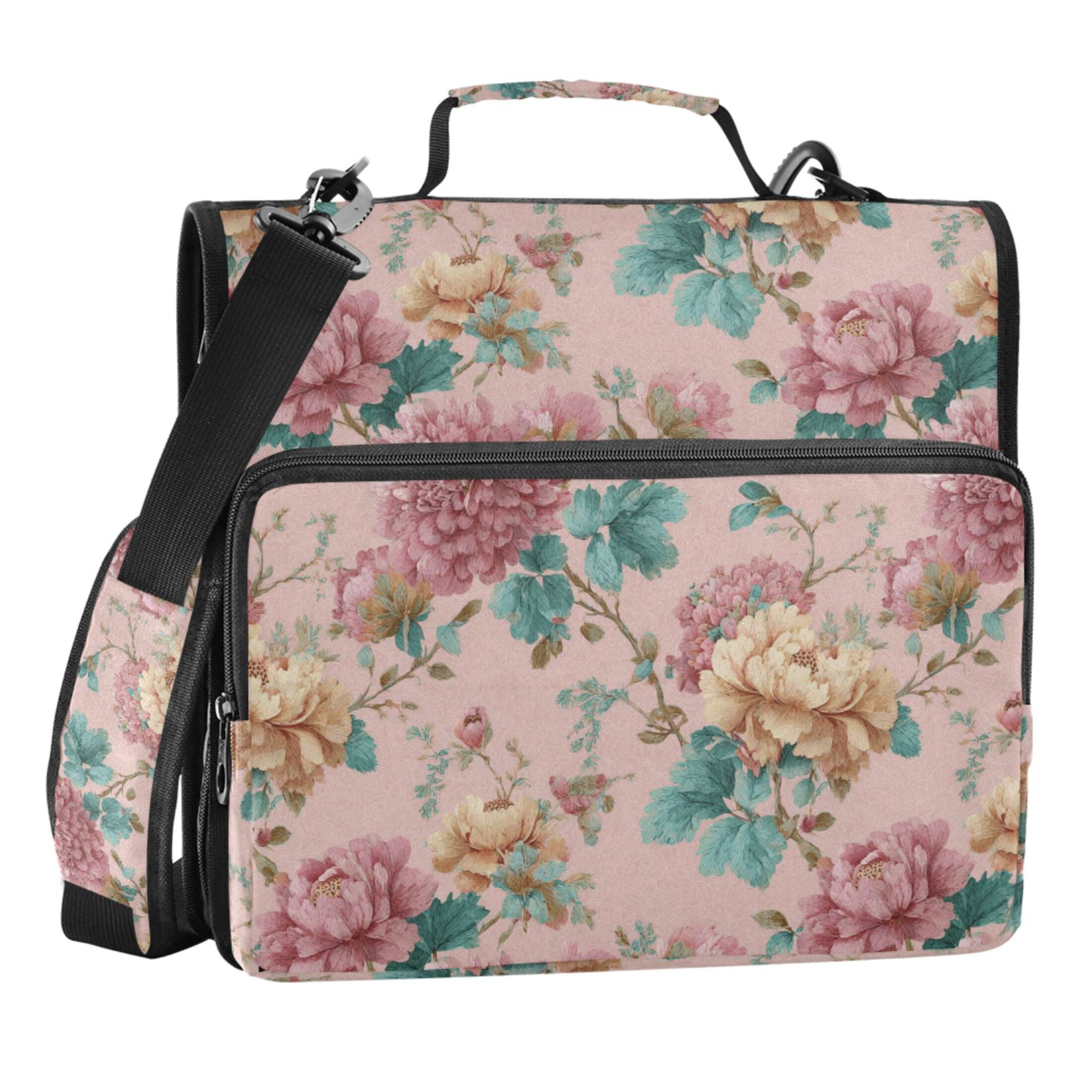 Zipper Binder Retro Country Flowers 1.5 Inch Binder Folder Bag with ...