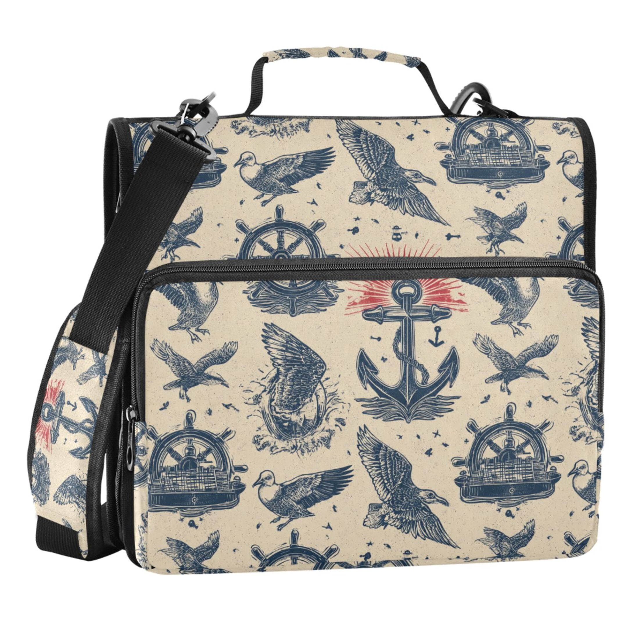 Zipper Binder Seagull and Anchor Painting 1.5 Inch Binder Folder Bag ...