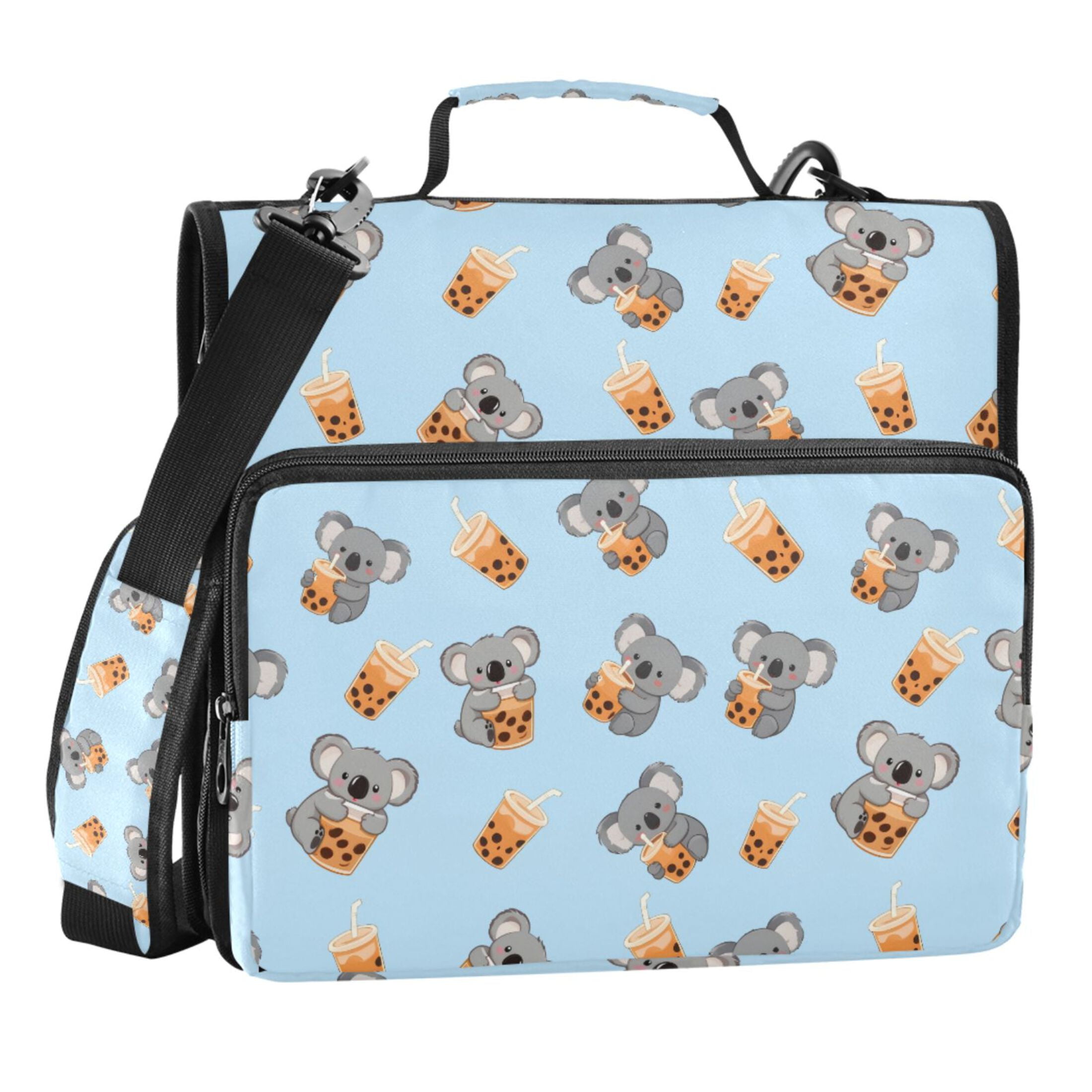 Zipper Binder Sloth Milk Tea 1.5 Inch Binder Folder Bag with Shoulder ...