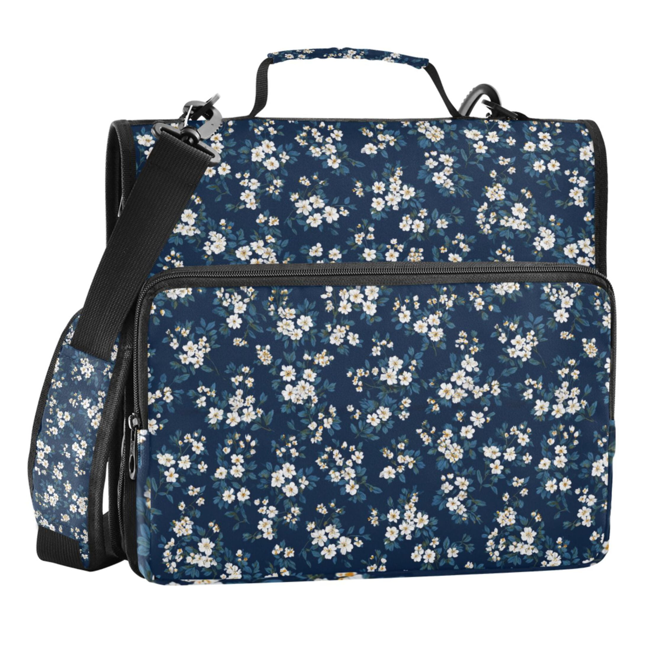 Zipper Binder Small White Flowers 1.5 Inch Binder Folder Bag with ...