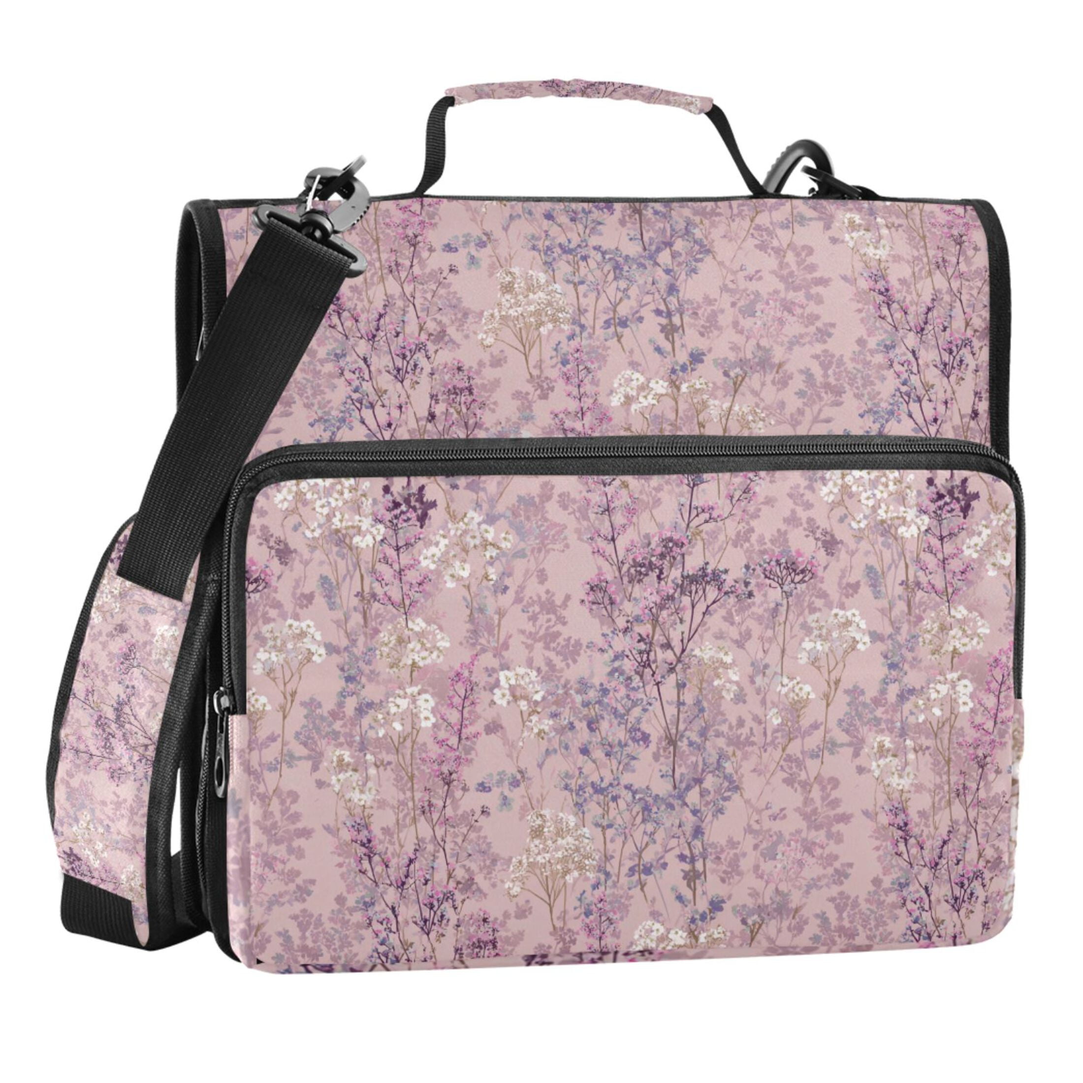 Zipper Binder Soft Wild Flowers 1.5 Inch Binder Folder Bag with ...