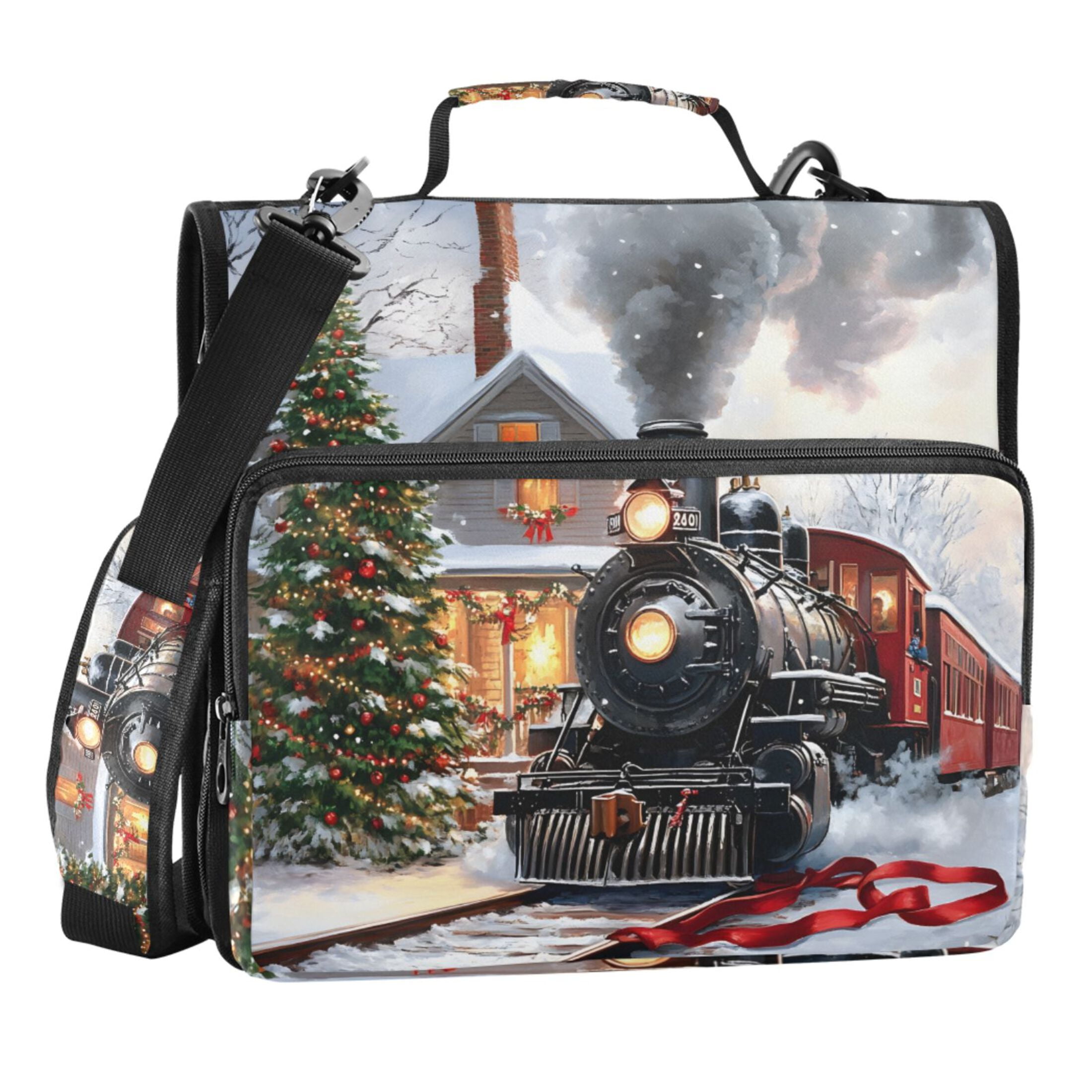Zipper Binder Train Christmas Tree House 1.5 Inch Binder Folder Bag ...