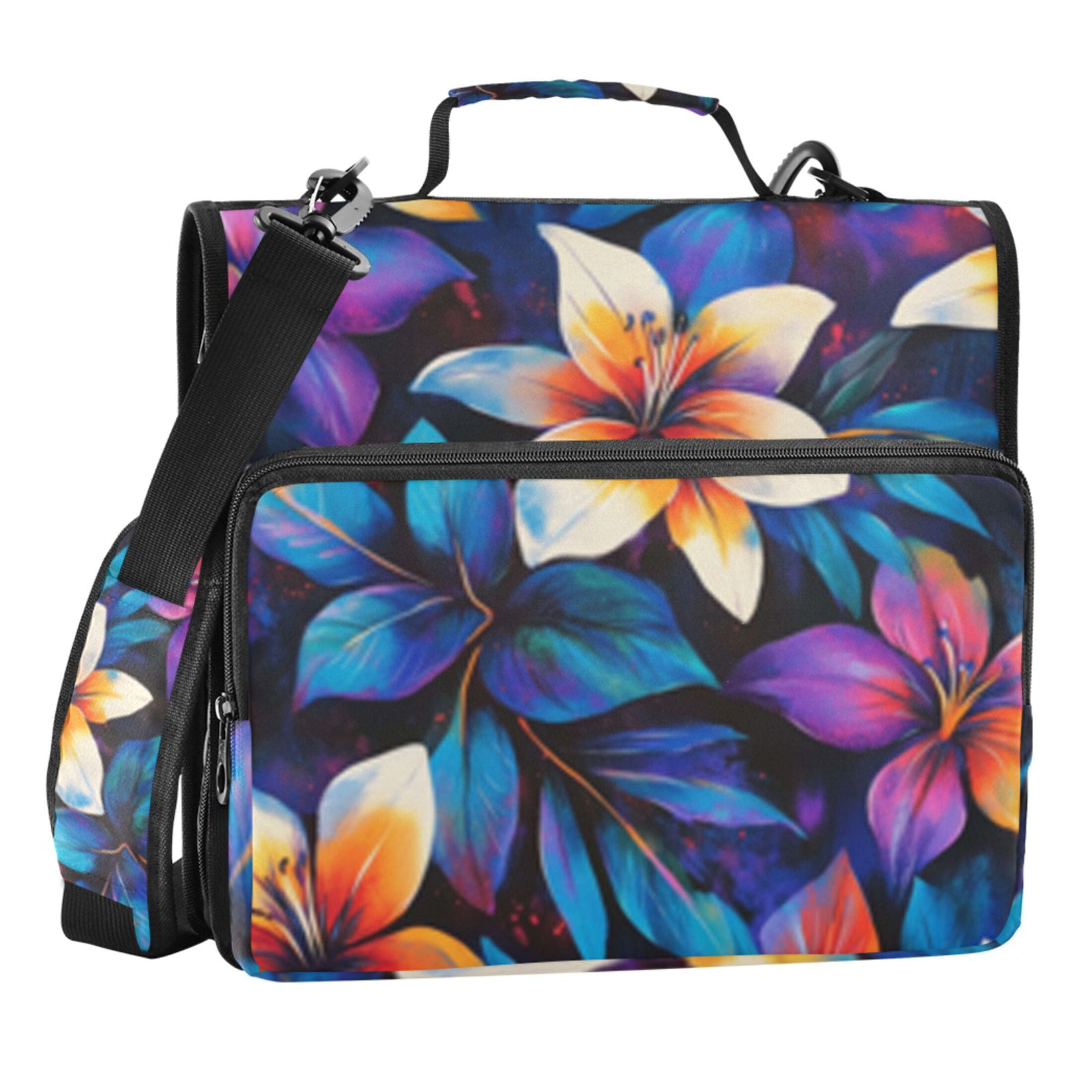 Zipper Binder Tropical Flowers 1.5 Inch Binder Folder Bag with Shoulder ...
