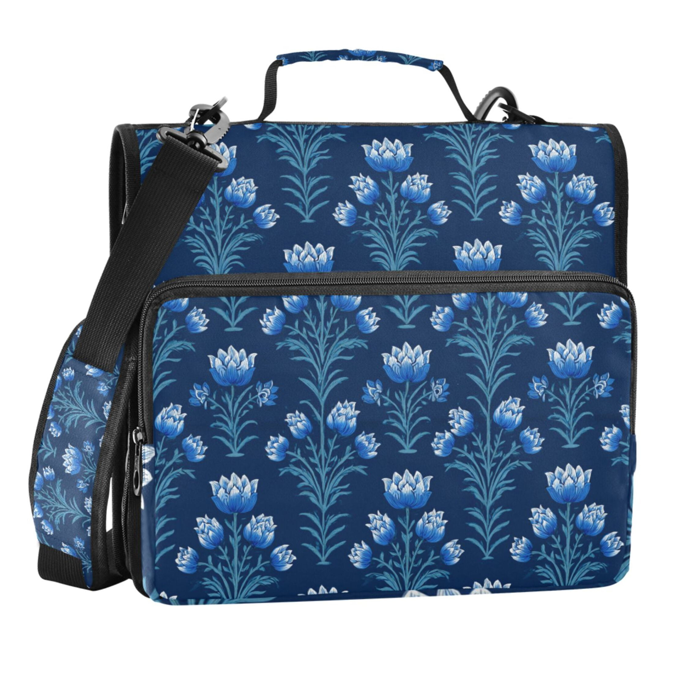 Zipper Binder Tulip Light Blue 1.5 Inch Binder Folder Bag with Shoulder ...