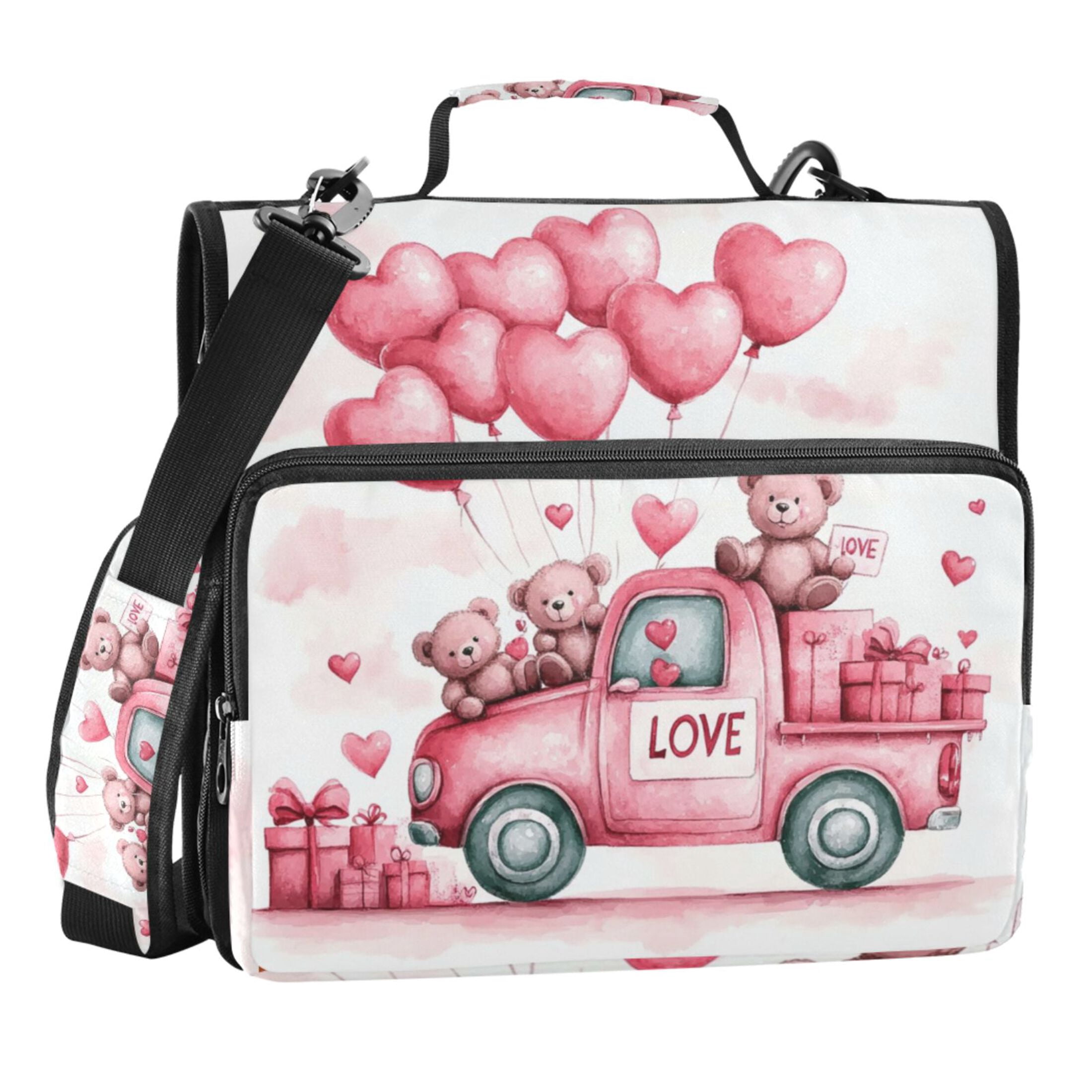Zipper Binder Valentine's Day Love Bear 1.5 Inch Binder Folder Bag with ...