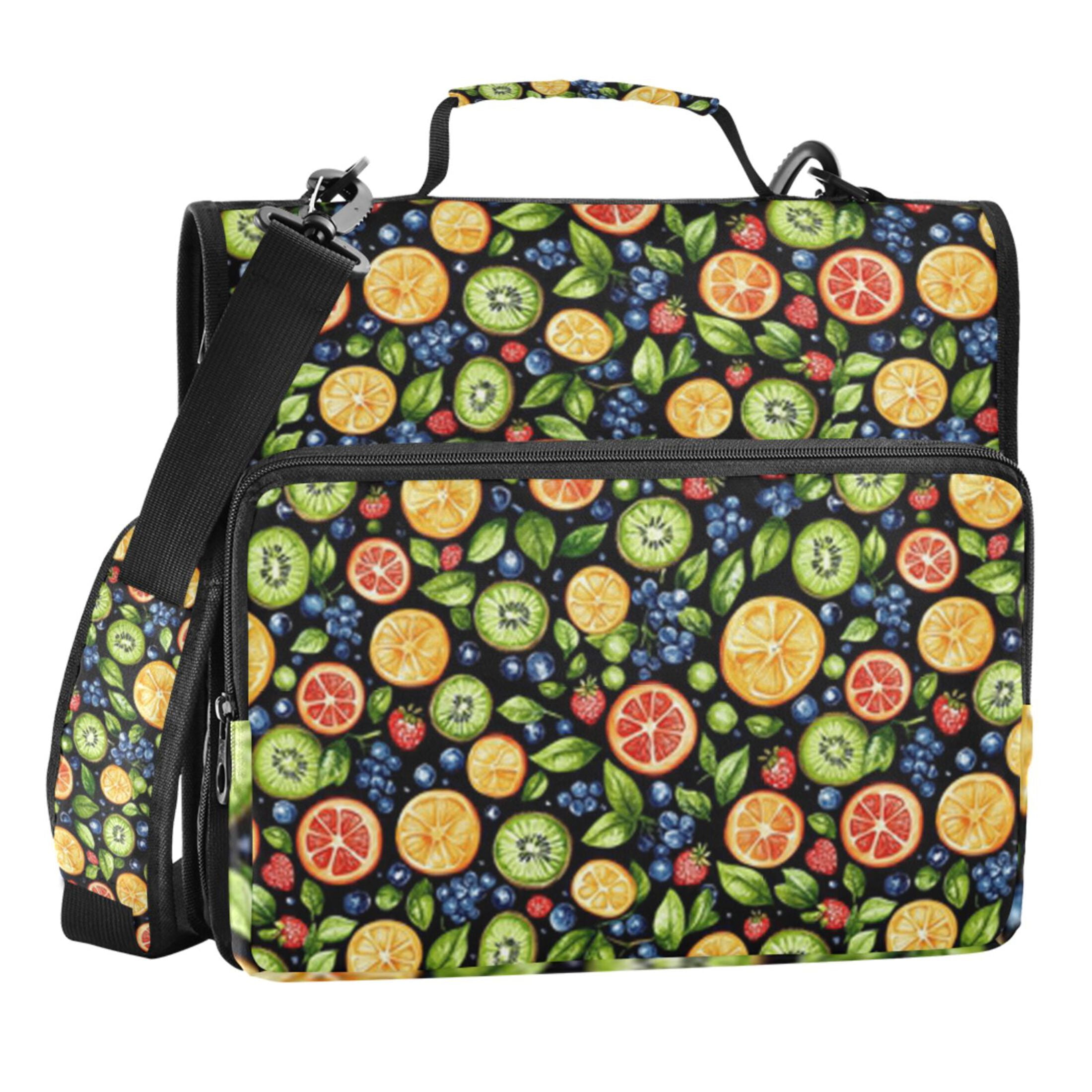 Zipper Binder Various Fruits 1.5 Inch Binder Folder Bag with Shoulder ...