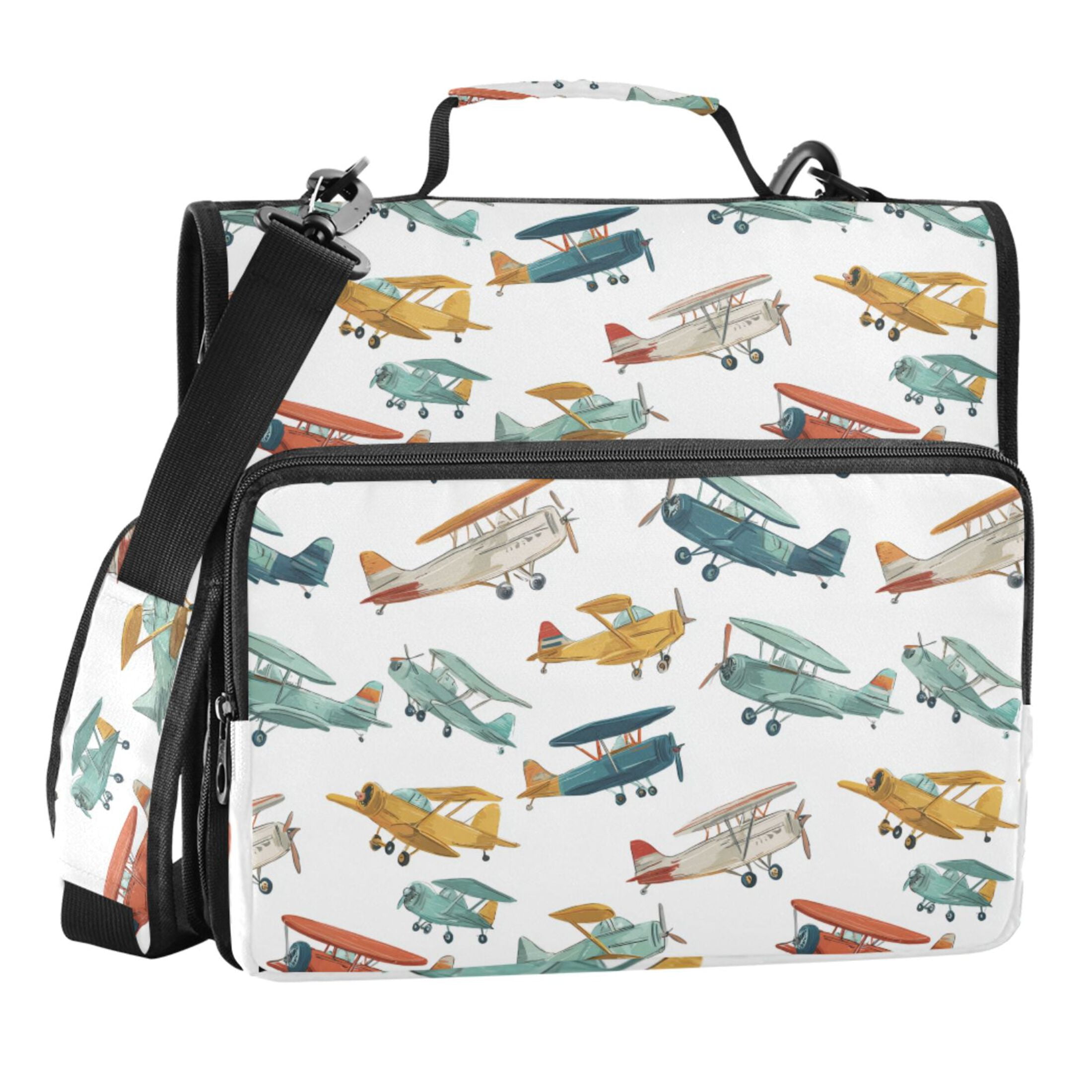Zipper Binder Vintage Aircraft 1.5 Inch Binder Folder Bag with Shoulder ...