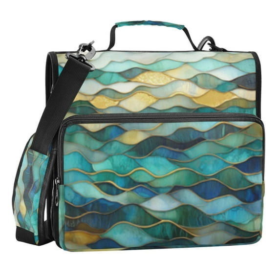 Zipper Binder Wavy Ocean Design 1.5 Inch Binder Folder Bag with ...
