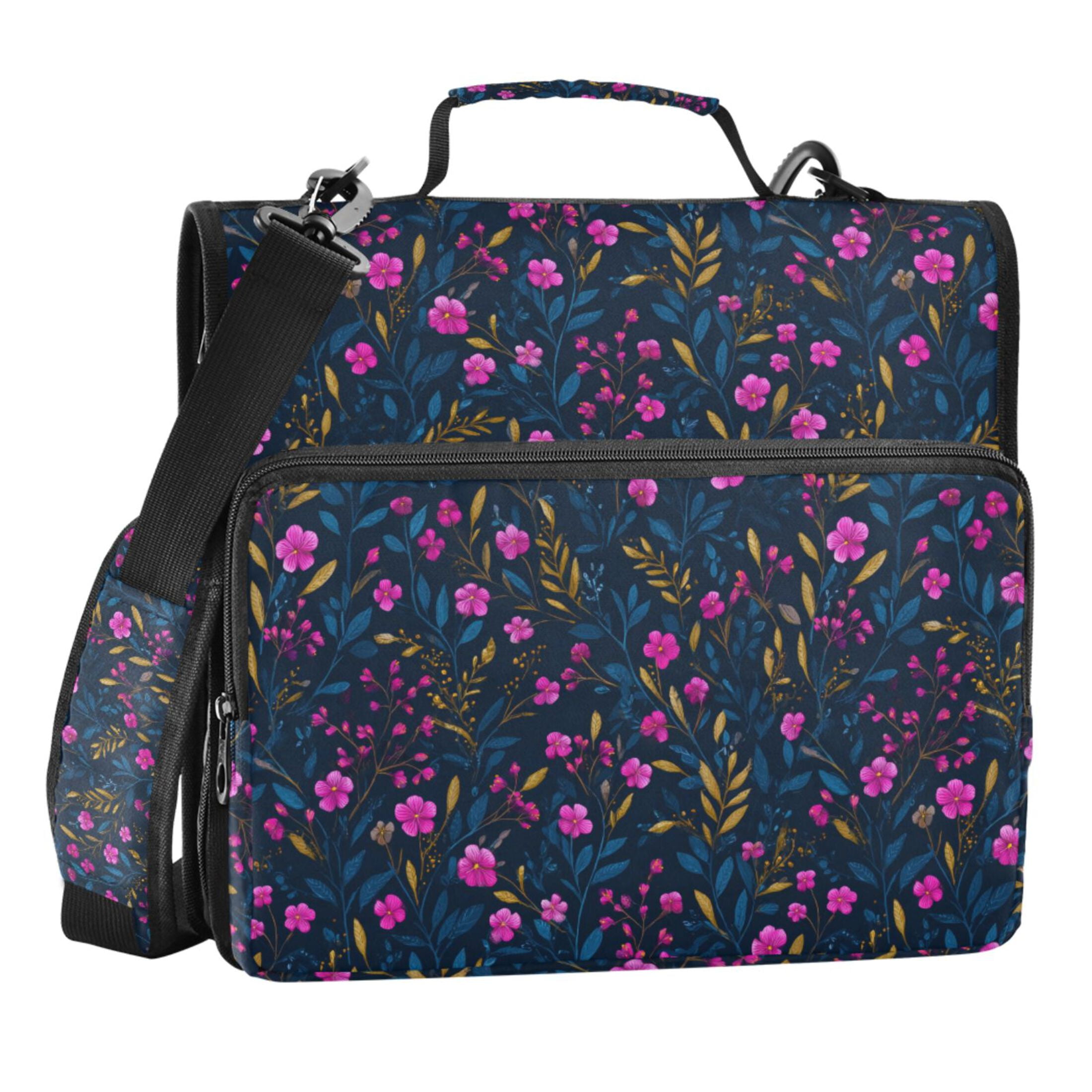 Zipper Binder Whimsical Wildflowers 1.5 Inch Binder Folder Bag with ...