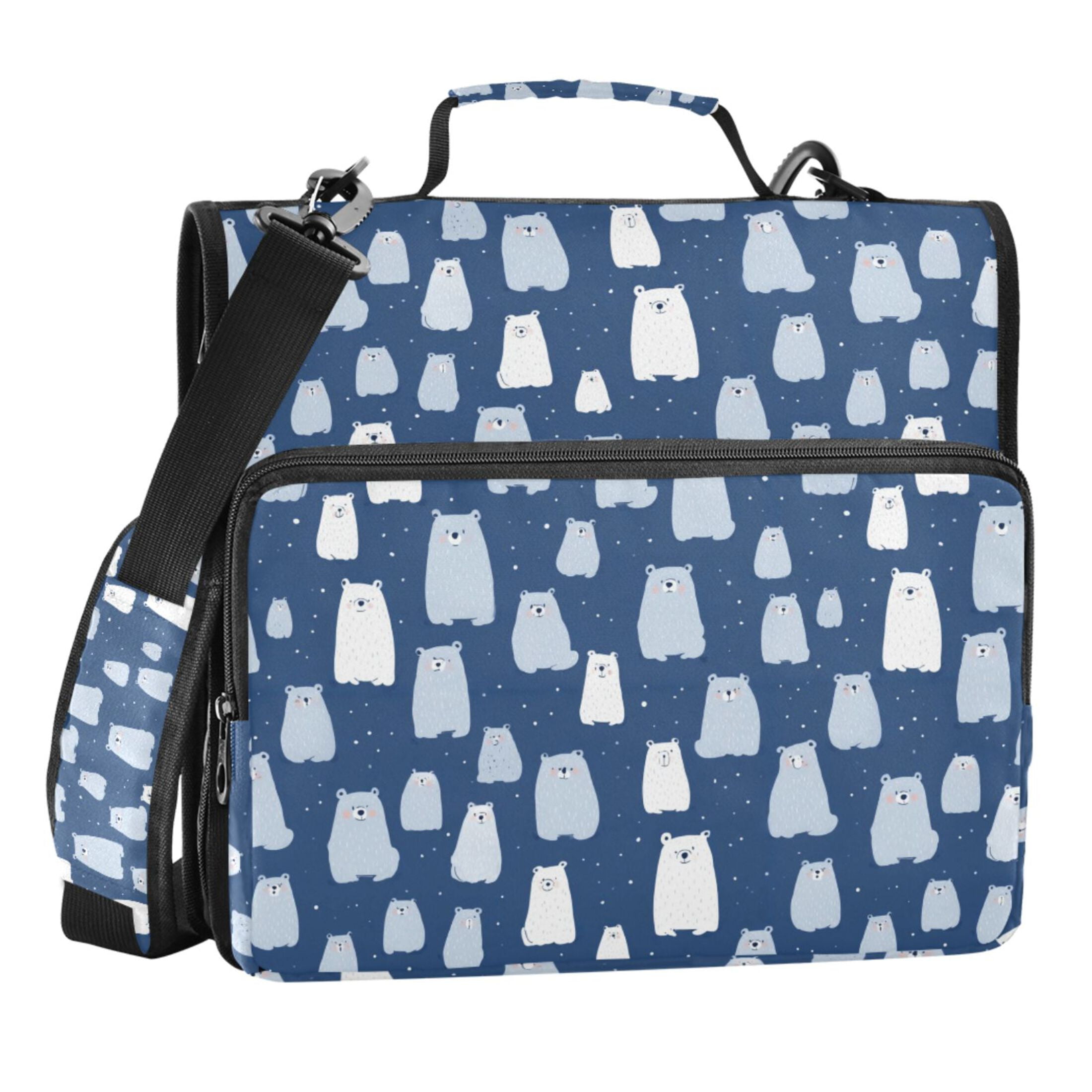 Zipper Binder White Bear 1.5 Inch Binder Folder Bag with Shoulder Strap ...