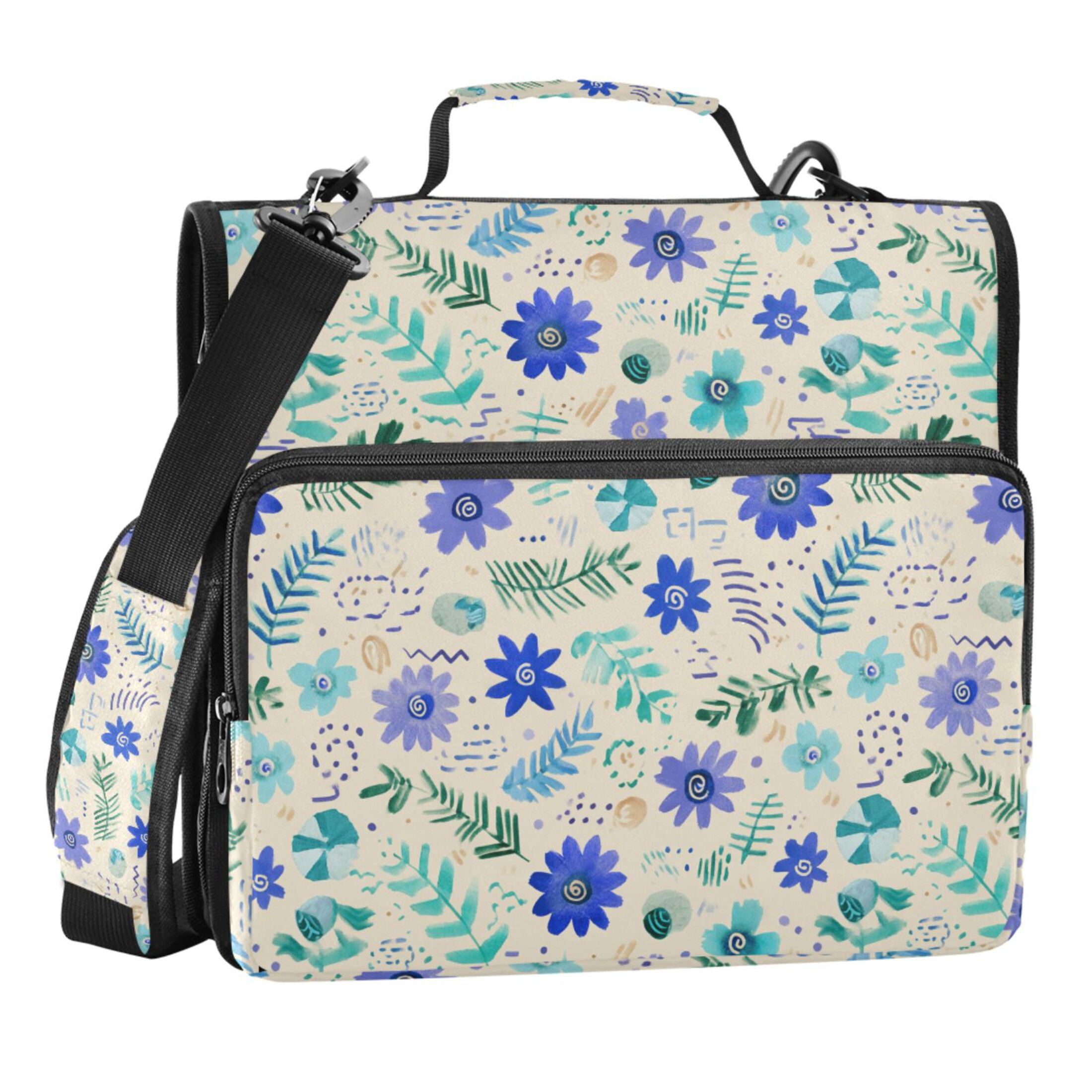 Zipper Binder Wild Grass and Flowers 1.5 Inch Binder Folder Bag with ...
