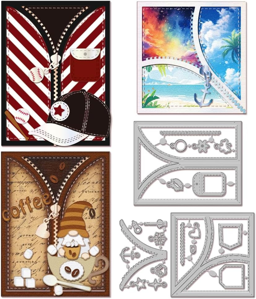 Zipper Border Cutting Dies for Card Making Metal Die Cuts Clothes Zipper Background Cutting Dies ...