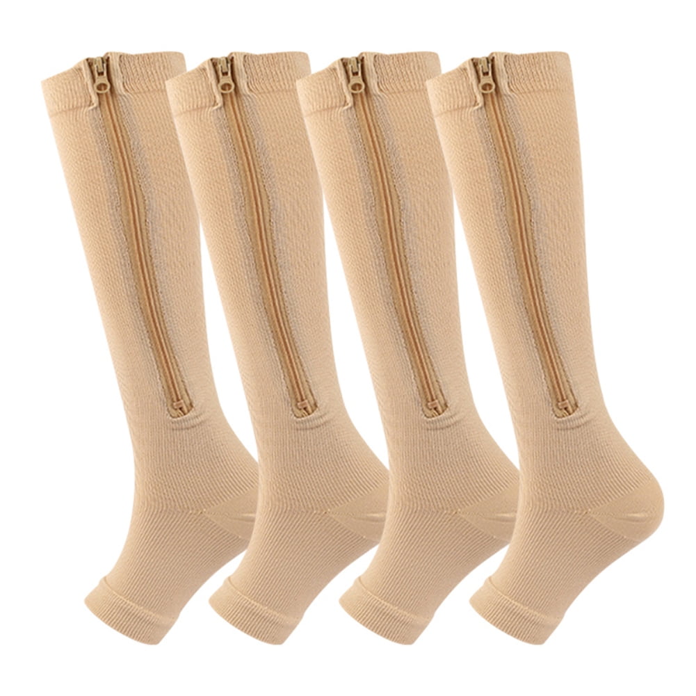 Zipper Compression Socks 20-30 mmHg for Women and Men, Knee High Length ...