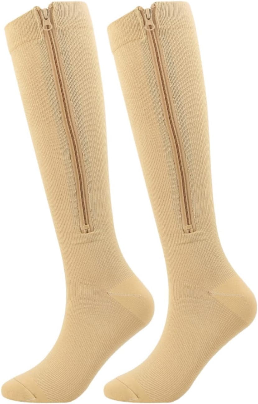 Zipper Compression Socks For Men Women Compression Stockings Toeless ...