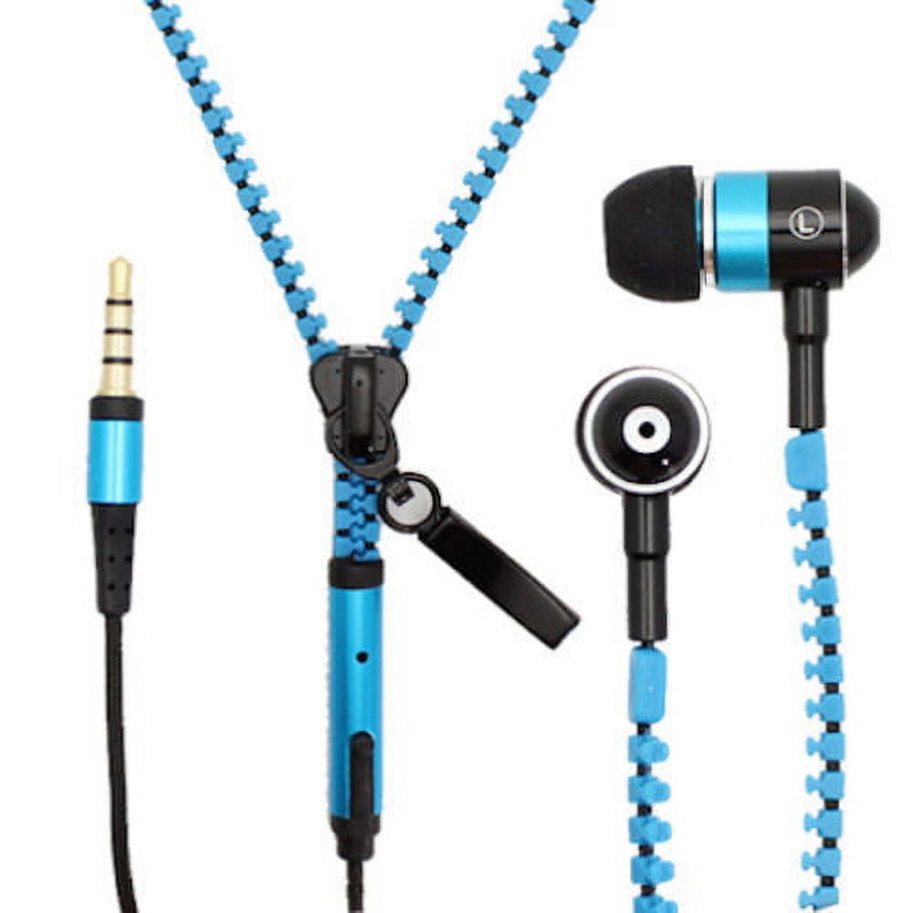 Zipper Earbuds with Mic for Android Phones and Tablets - Blue, Corded ...