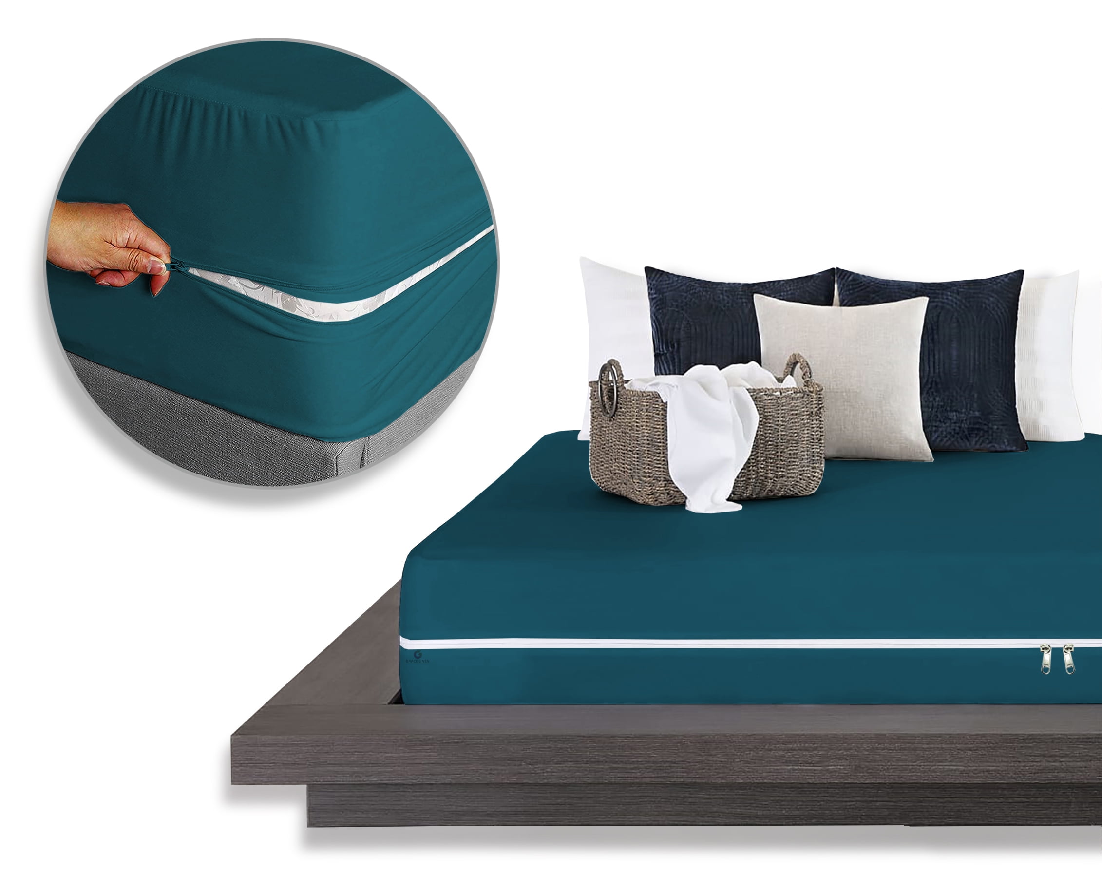 Zipper Fitted Sheet Twin Size (39X75), 100% Microfiber Fitted Sheet 1 ...