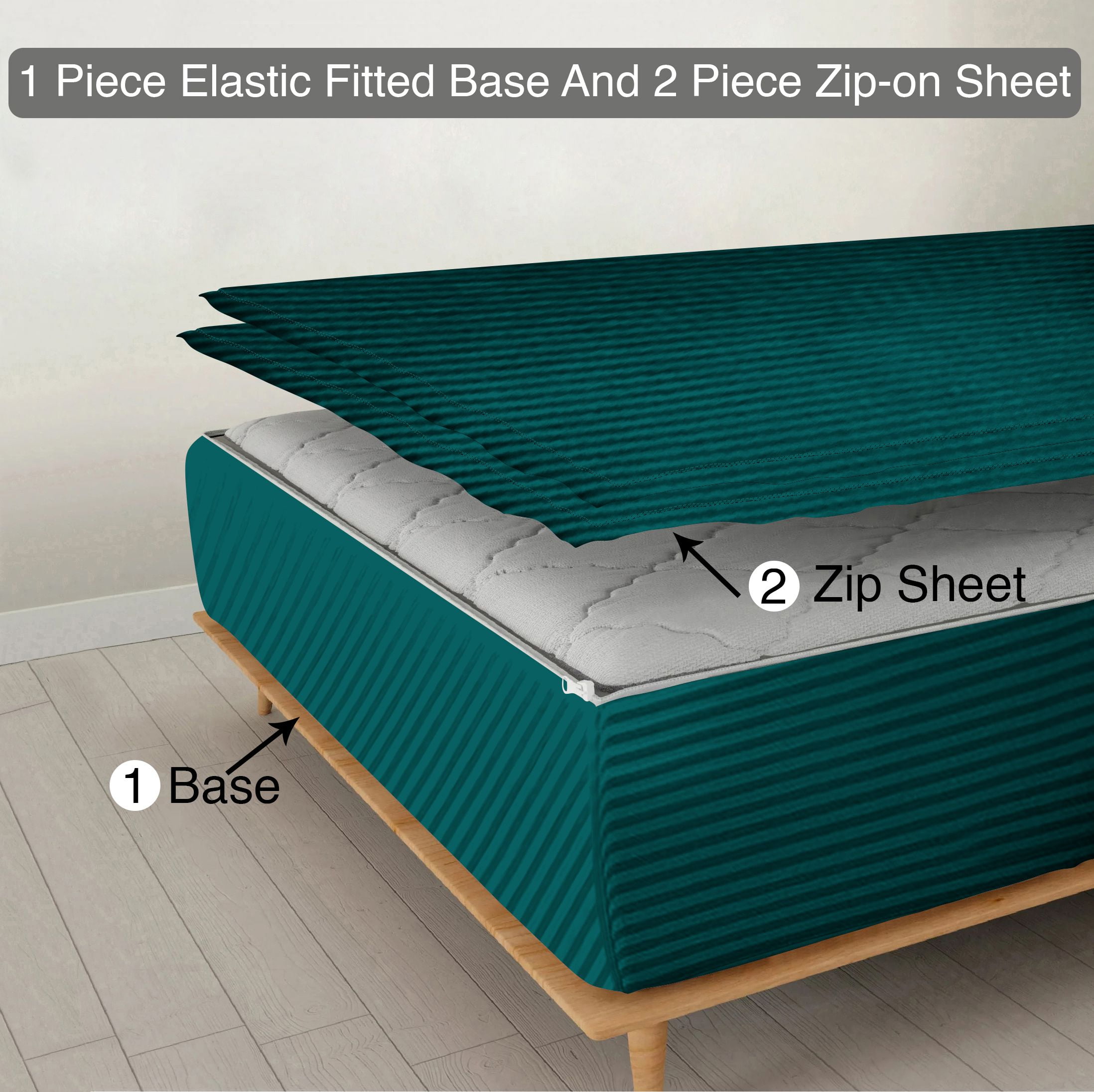 Zipper Fitted Sheet, Twin XL Size 39x80) - Includes (1 Elastic Fitted ...