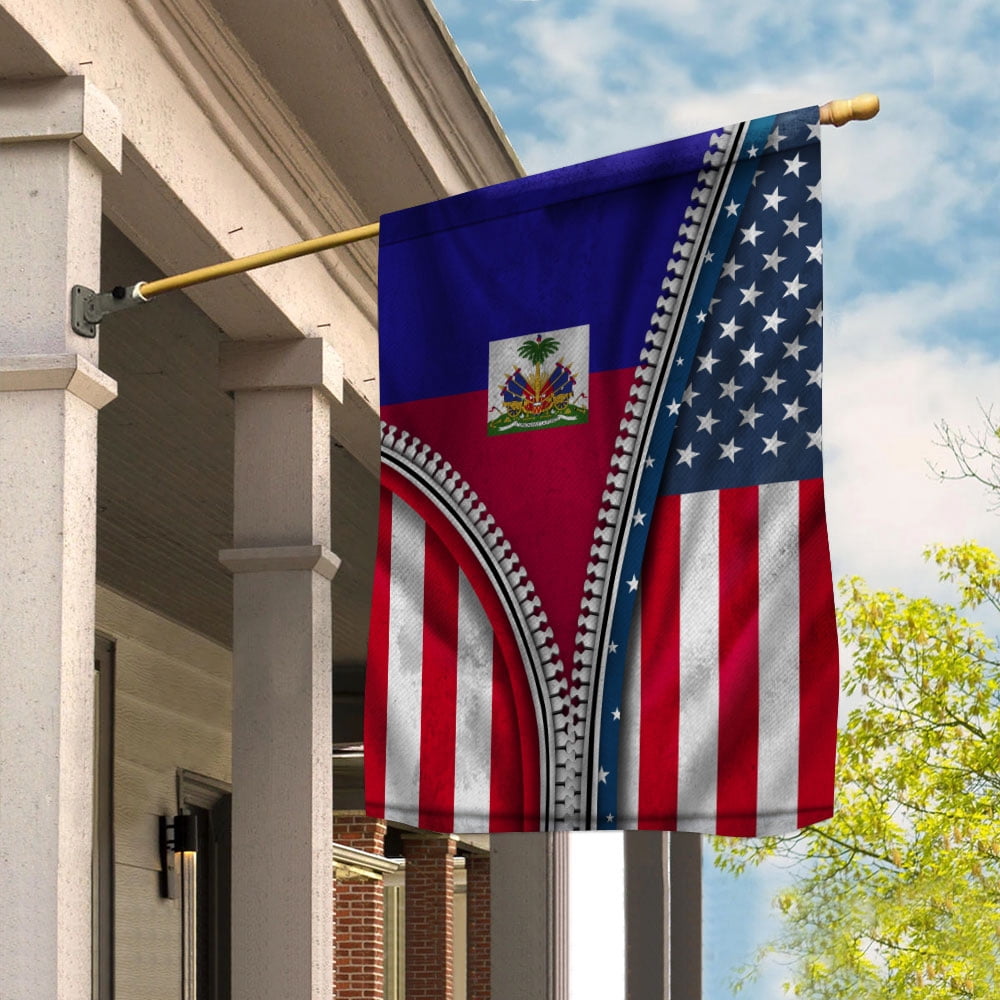Zipper Flag American Show Haitian Flag USA Haiti Patriotic Root House ...