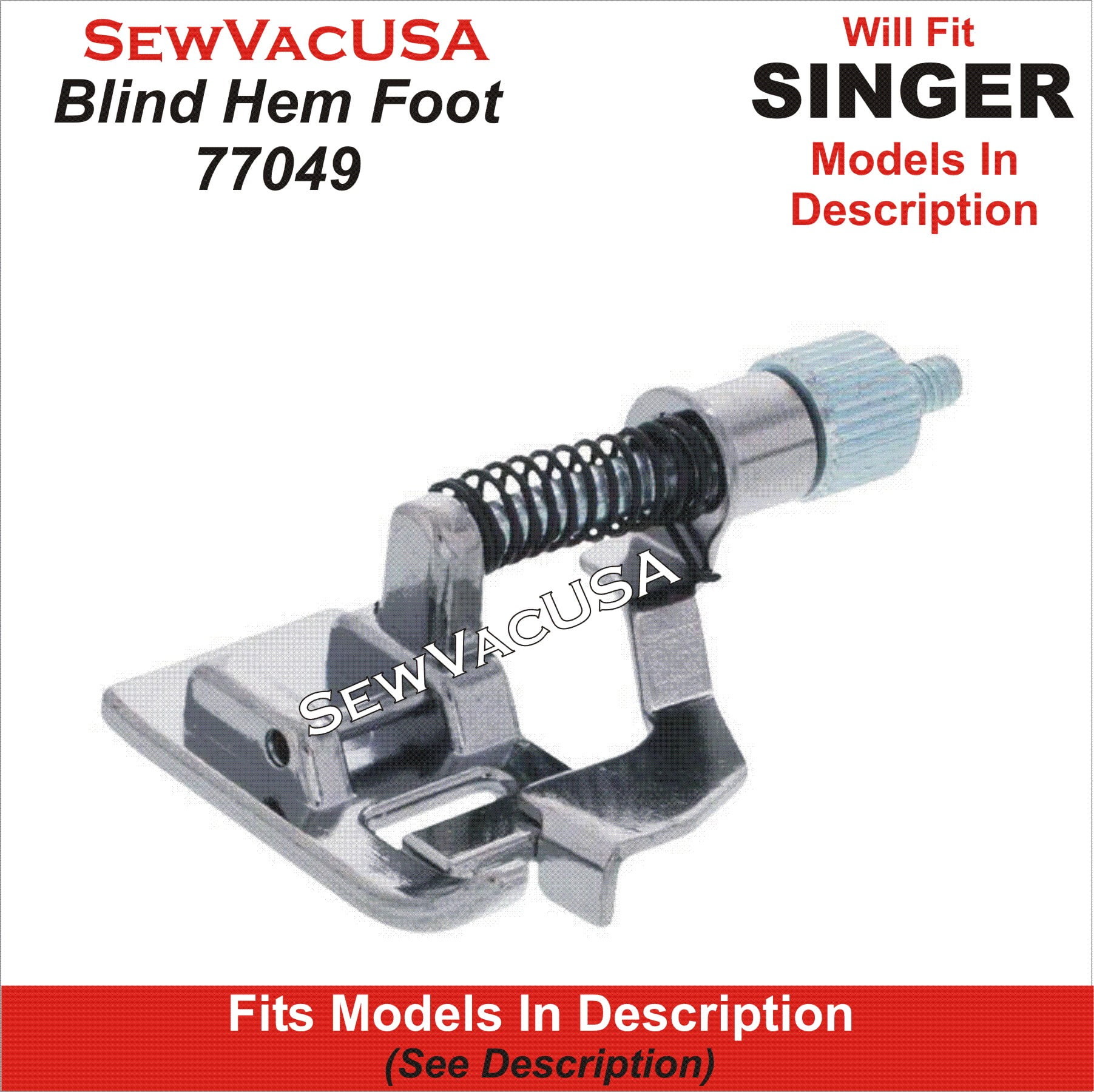 Zipper Foot 77049 Fits Singer Featherweight Models 132, 132@, & 140Q ...