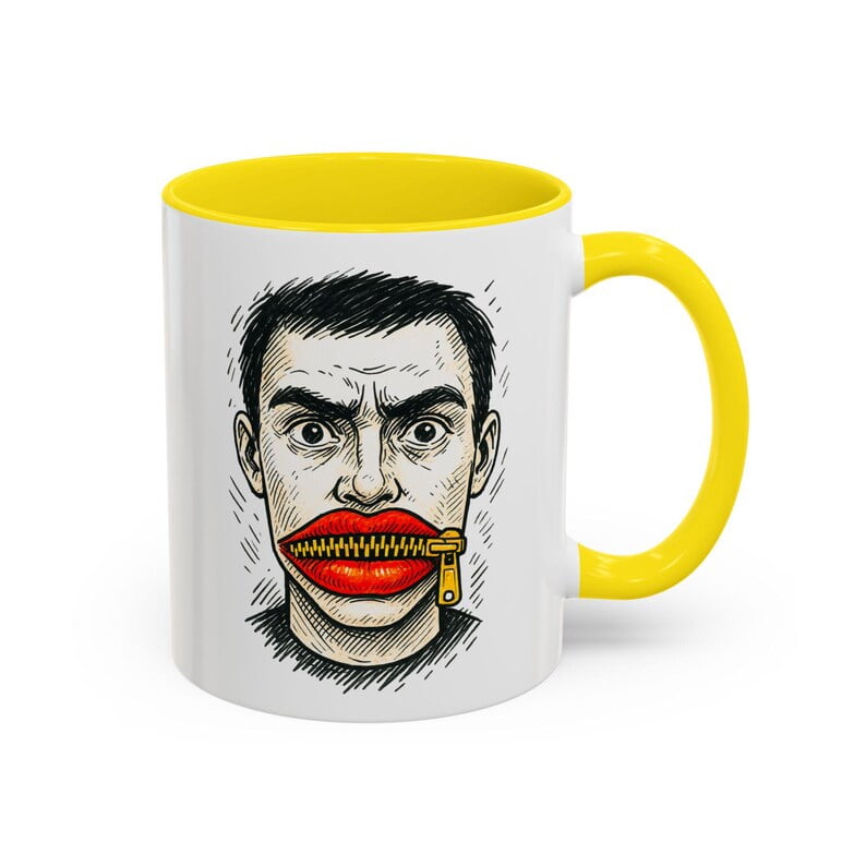 Zipper Lips Mug Funny 'Zip Your Lip' Coffee Cup, Silence Please ...
