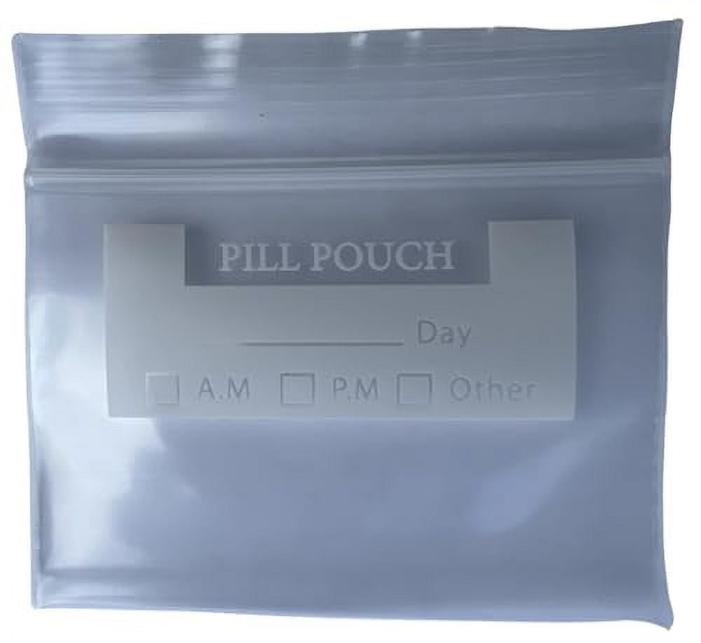 Zipper Pill Pouch Bags, 3" x 2" AM PM Daily Travel Medicine Organizer ...