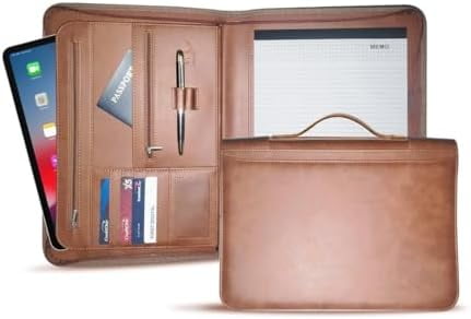 Zipper Portfolio Binder with Handle, Faux Leather Material Padfolio ...