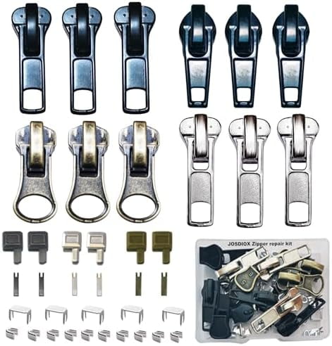 Zipper Repair Kit: #5 Sliders with Pulls (12 Pcs) 5 Metal Zipper ...