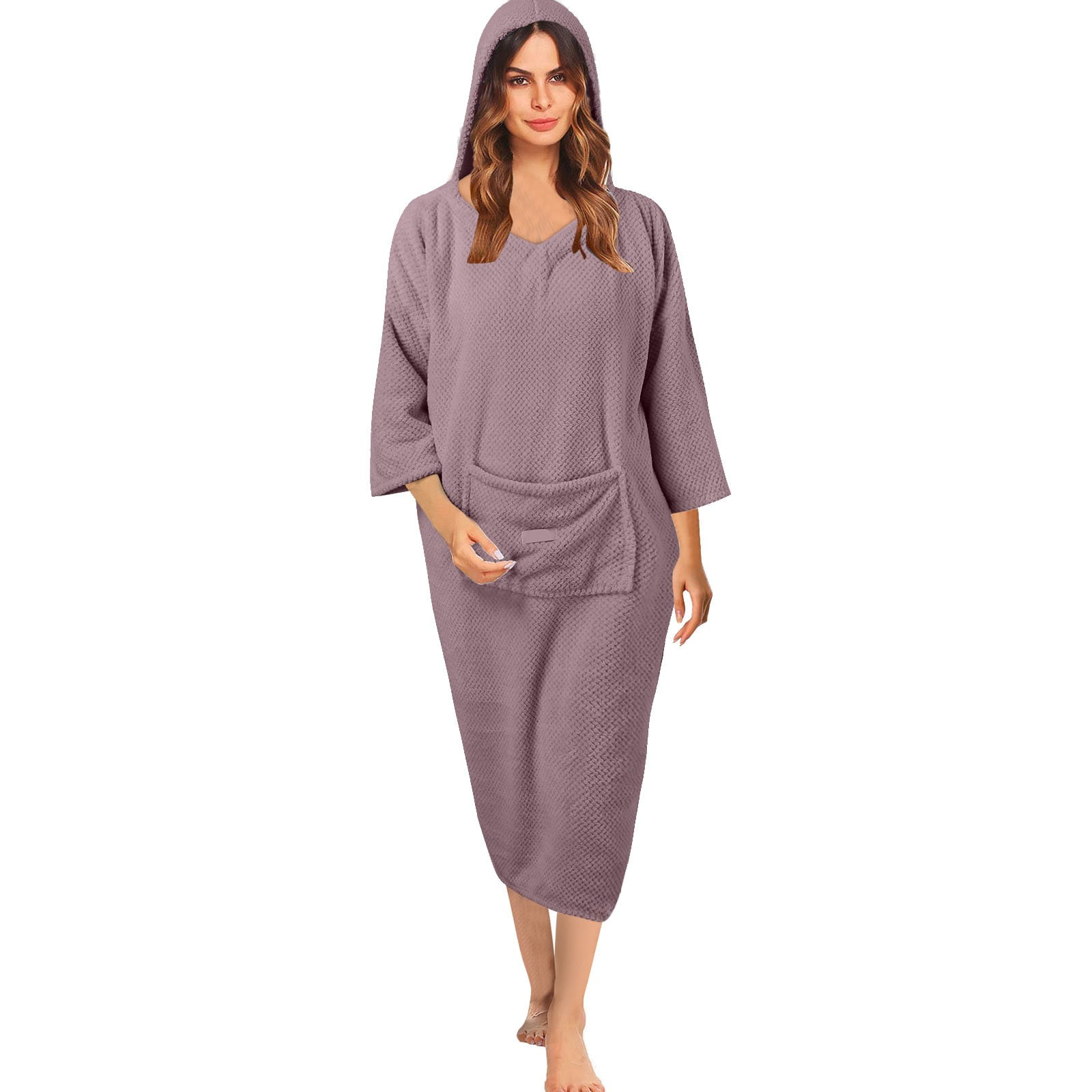 Zipper Robes For Women Ribbed Knit Bathrobe Lightweight Full Length ...