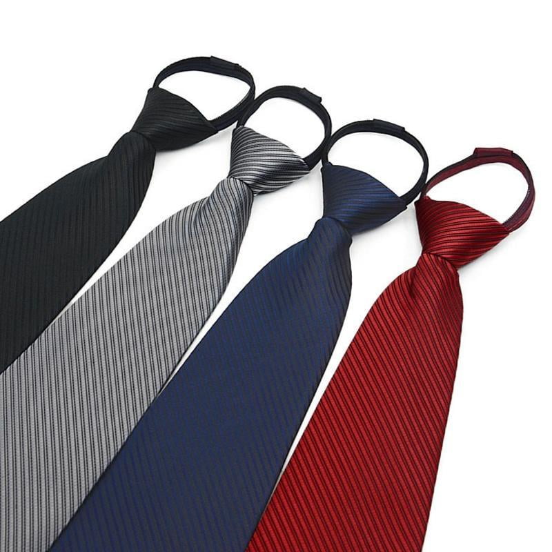 Zipper Tie Men's Commercial Formal Suit Striped Male Wedding Lazy ...