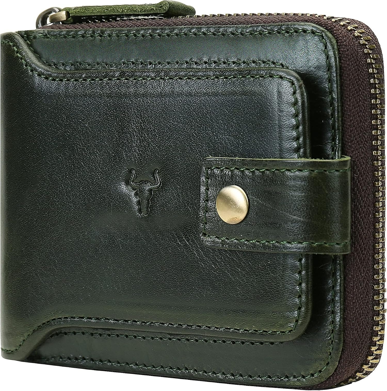 Zipper Wallet Men RFID Blocking Leather Bifold Wallets For Men - Flap ...