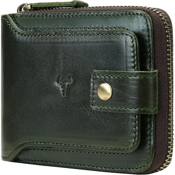 Zipper Wallet Men RFID Blocking Leather Bifold Wallets For Men - Flap ...