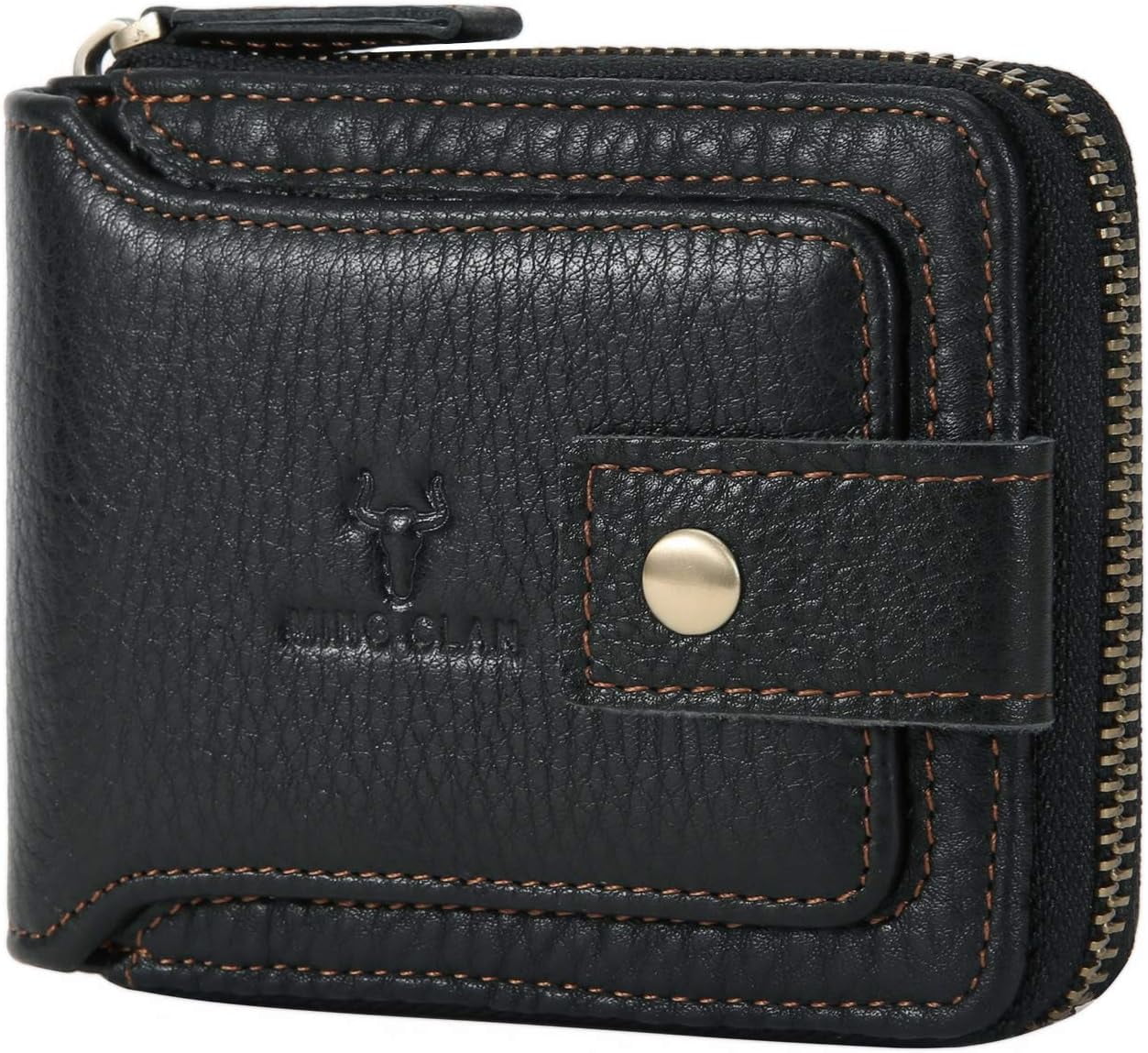 Zipper Wallet Men RFID Blocking Leather Bifold Wallets For Men - Flap ...