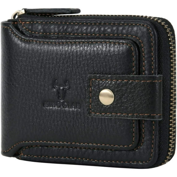 Zipper Wallet Men RFID Blocking Leather Bifold Wallets For Men - Flap ...
