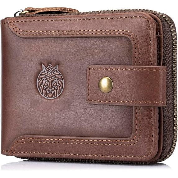 Zipper Wallet for Men Blocking Large Capacity Wallet with Pocket ID ...