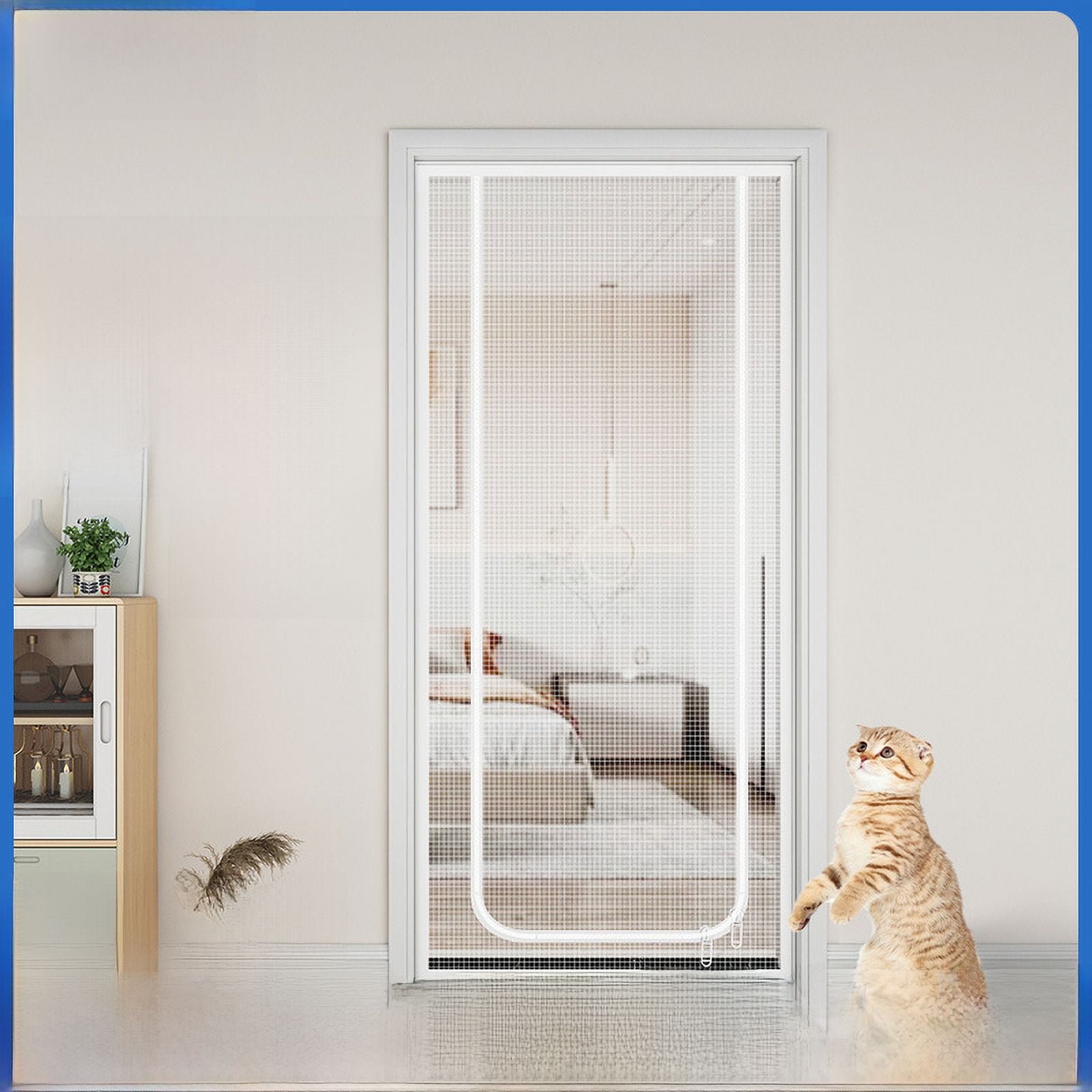 Zipper anti-cat door curtain partition curtain pet out screen door net ...