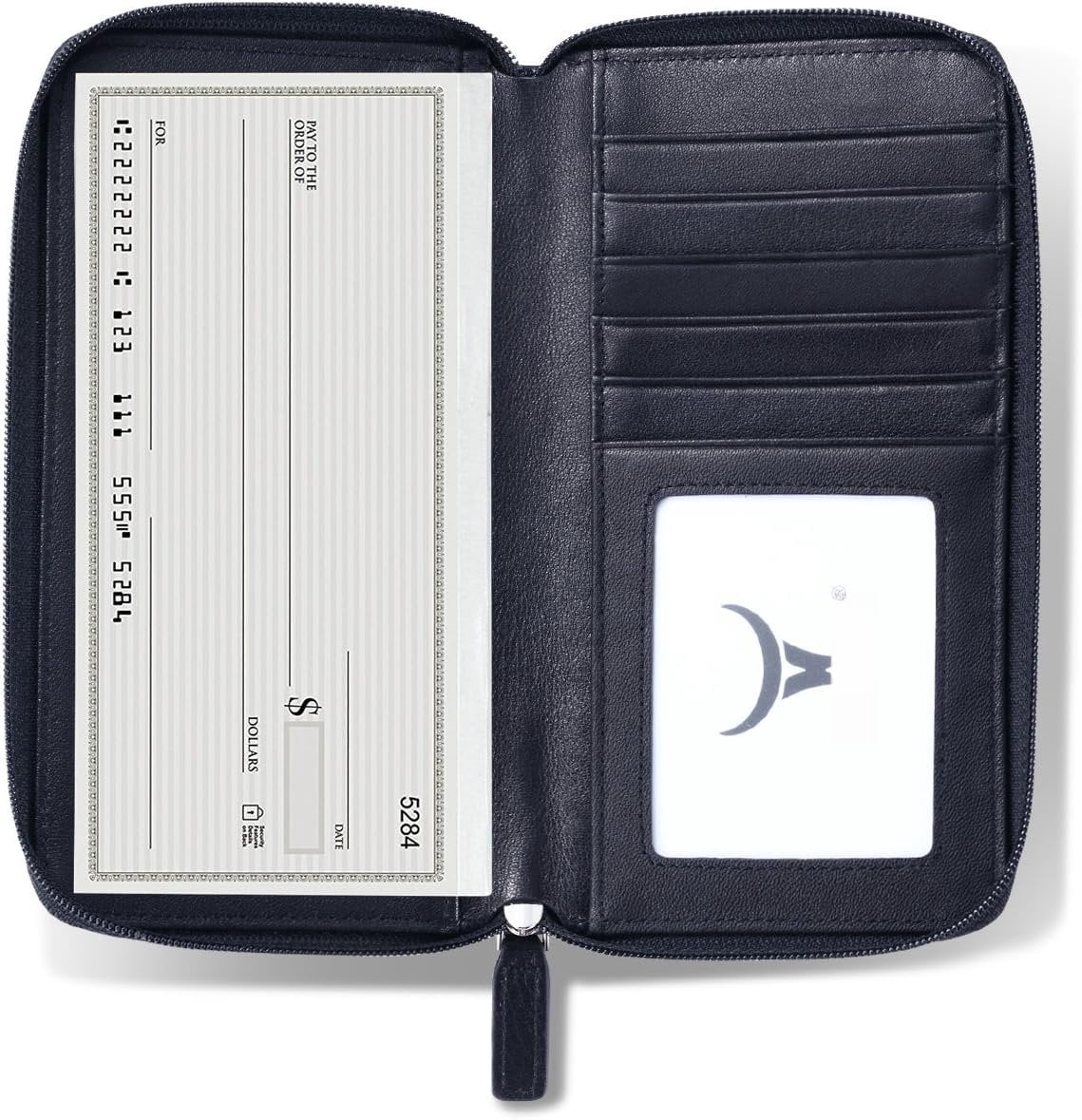 Zippered Checkbook Cover & Card Holder with Divider - Italian Calfskin ...