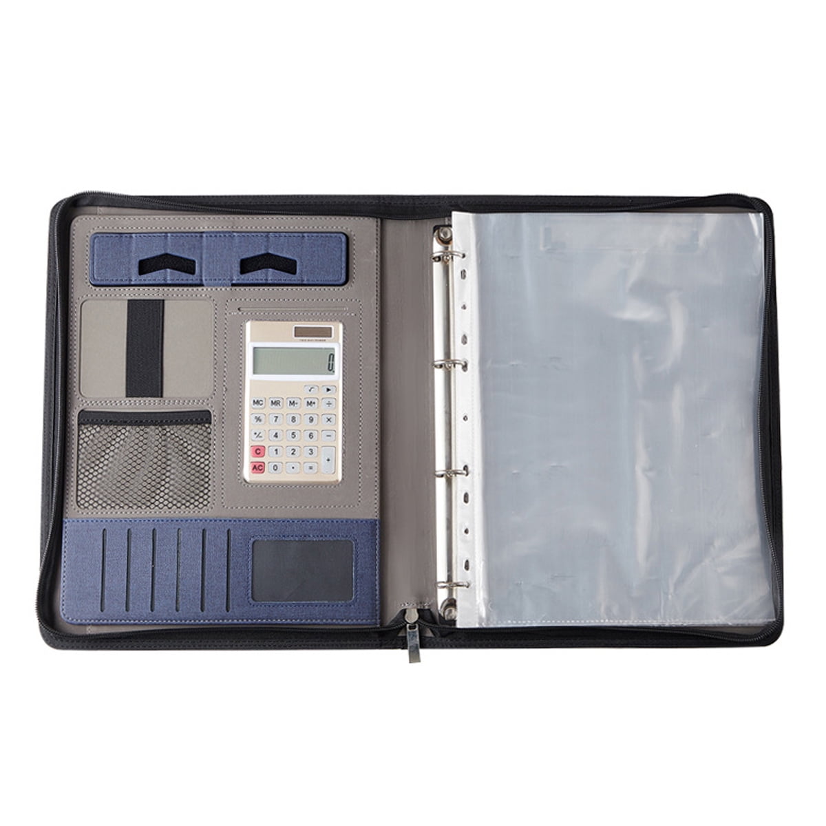 Zippered Leather Padfolio Portfolio with [Hidden Handle] and [Clipboard ...